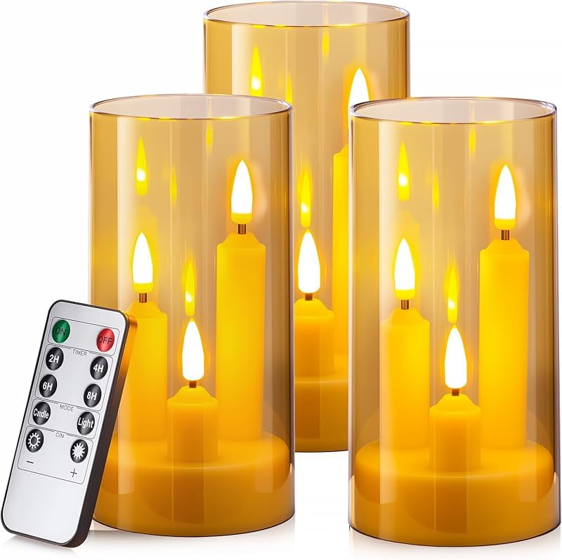Hausware 3-in-1 Flameless LED Taper Candles with Remote – Battery ...