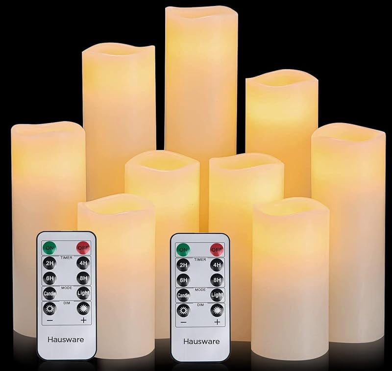 Hausware Flameless Candles Battery Operated Candles Set of 12 (D: 3" x ...