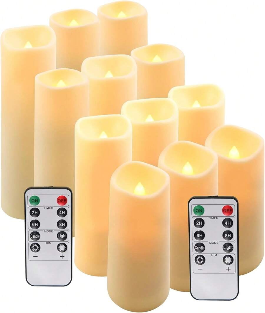 Hausware Set Of 12 Waterproof Outdoor Flameless Candles, Battery ...