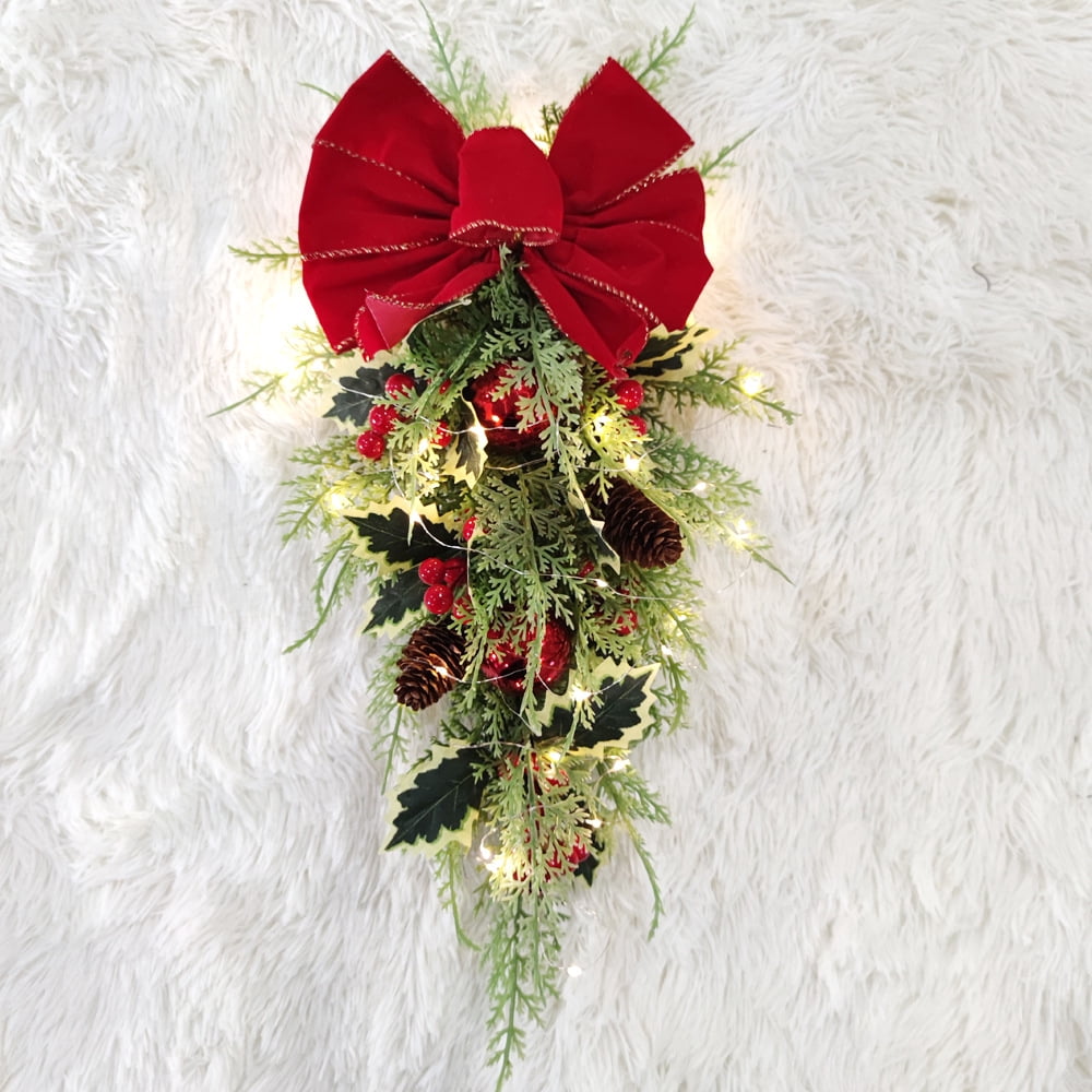 Haute Decor 20 Inch Pre Lit Christmas Swag Garland w/ 15 Warm White ...