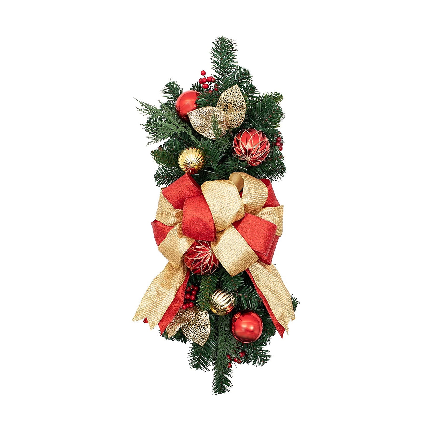 Haute Decor 26 Inch Pre Lit Christmas Staircase Swag with Warm White ...