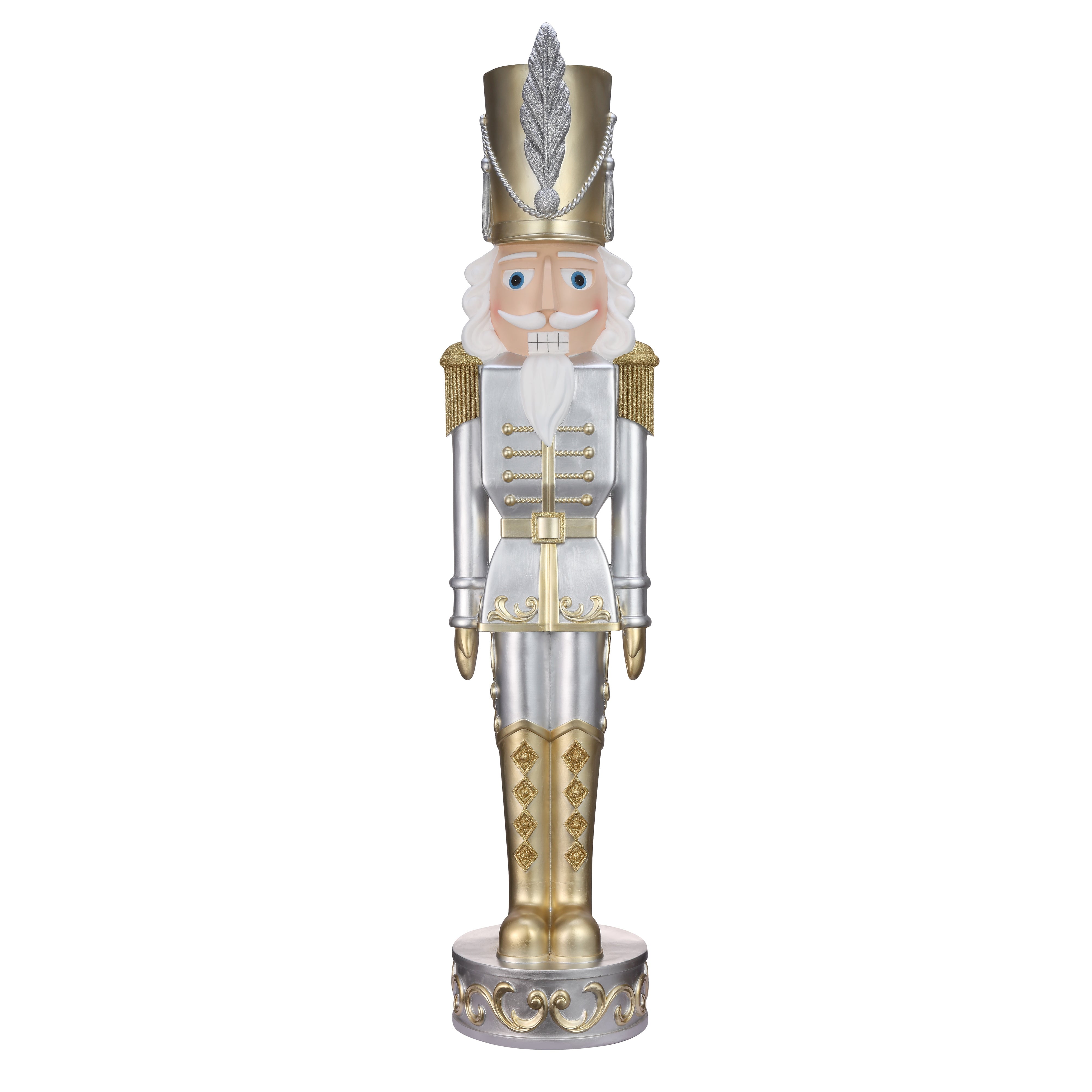 Haute Decor Large 48 Inch Tall Gold and Silver Christmas Nutcracker ...