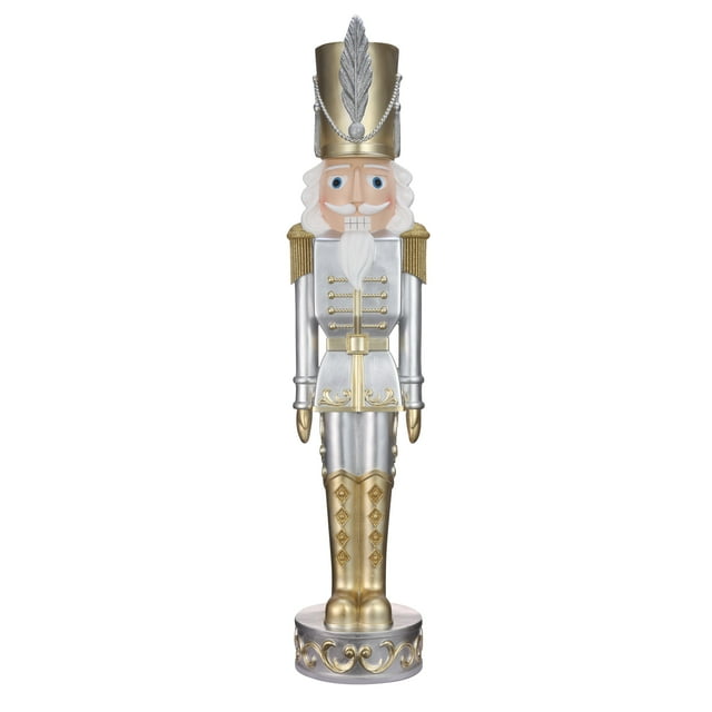Haute Decor Large 48 Inch Tall Gold and Silver Christmas Nutcracker ...