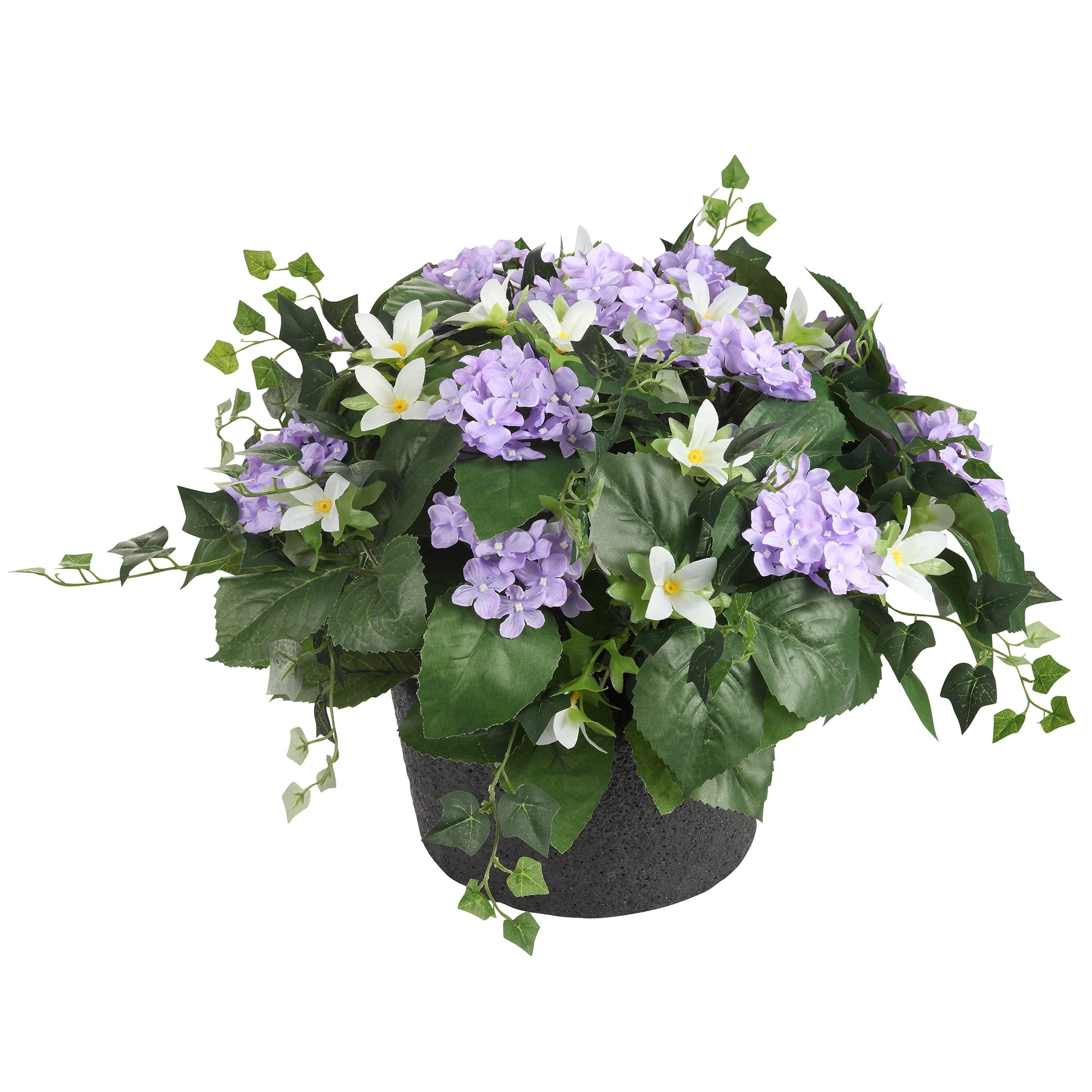 Haute Decor Artificial Purple Hydrangea Adjustable Height Floral Urn ...