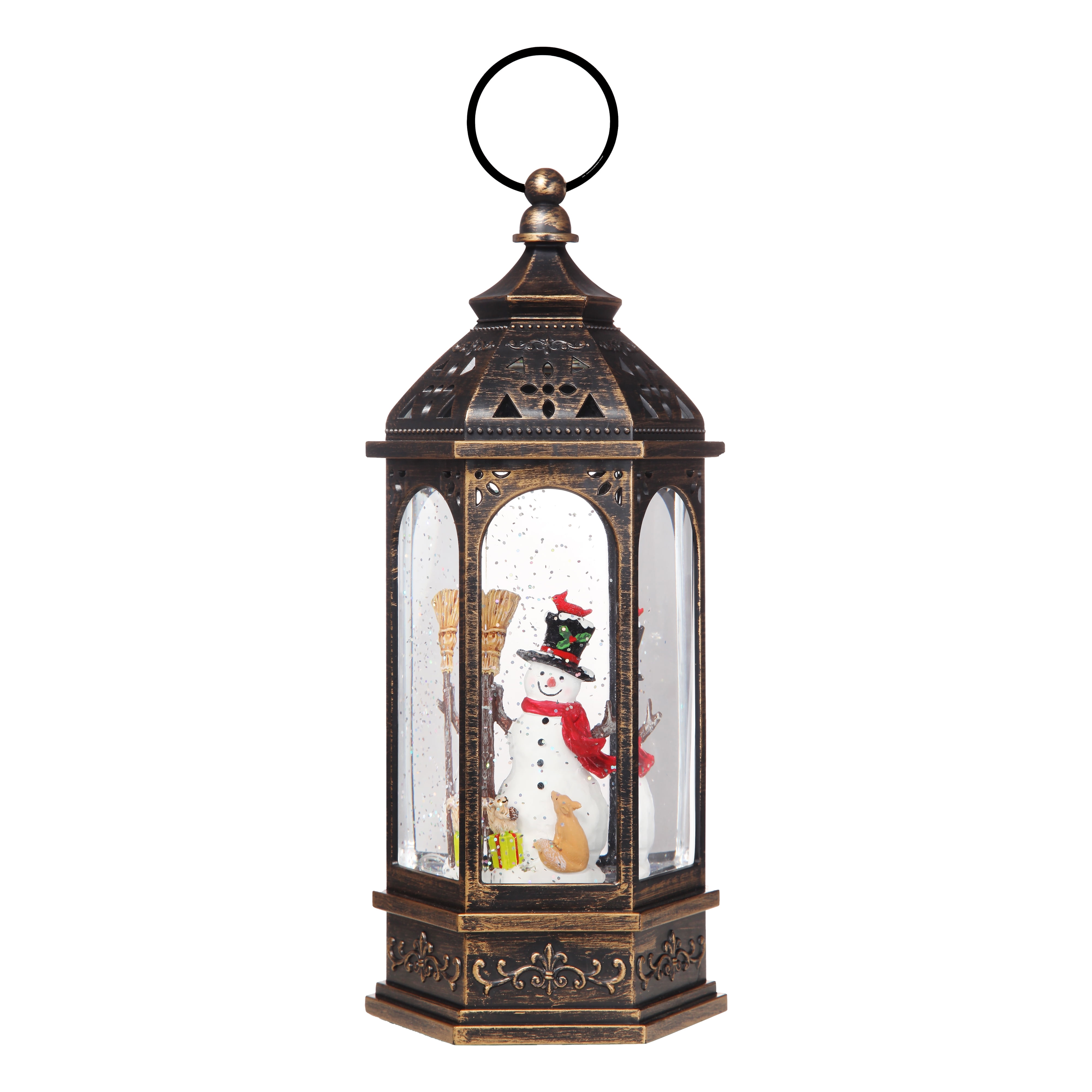 Haute Decor Snowburst™ 11 Inch Tall Snow Globe Lantern with Snowman and ...