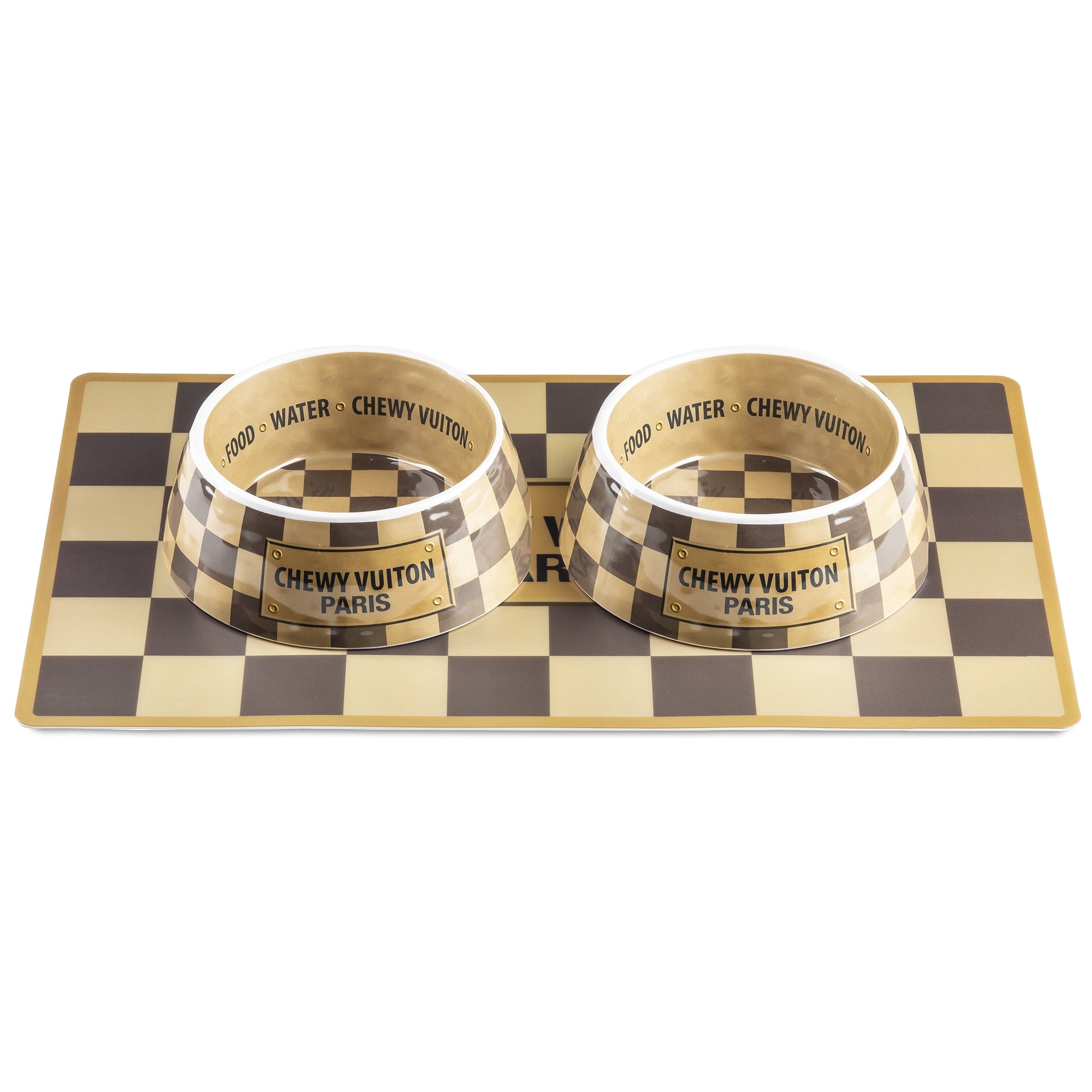 Haute Diggity Dog Checker Chewy Vuiton, Dog Food & Water Bowls ...