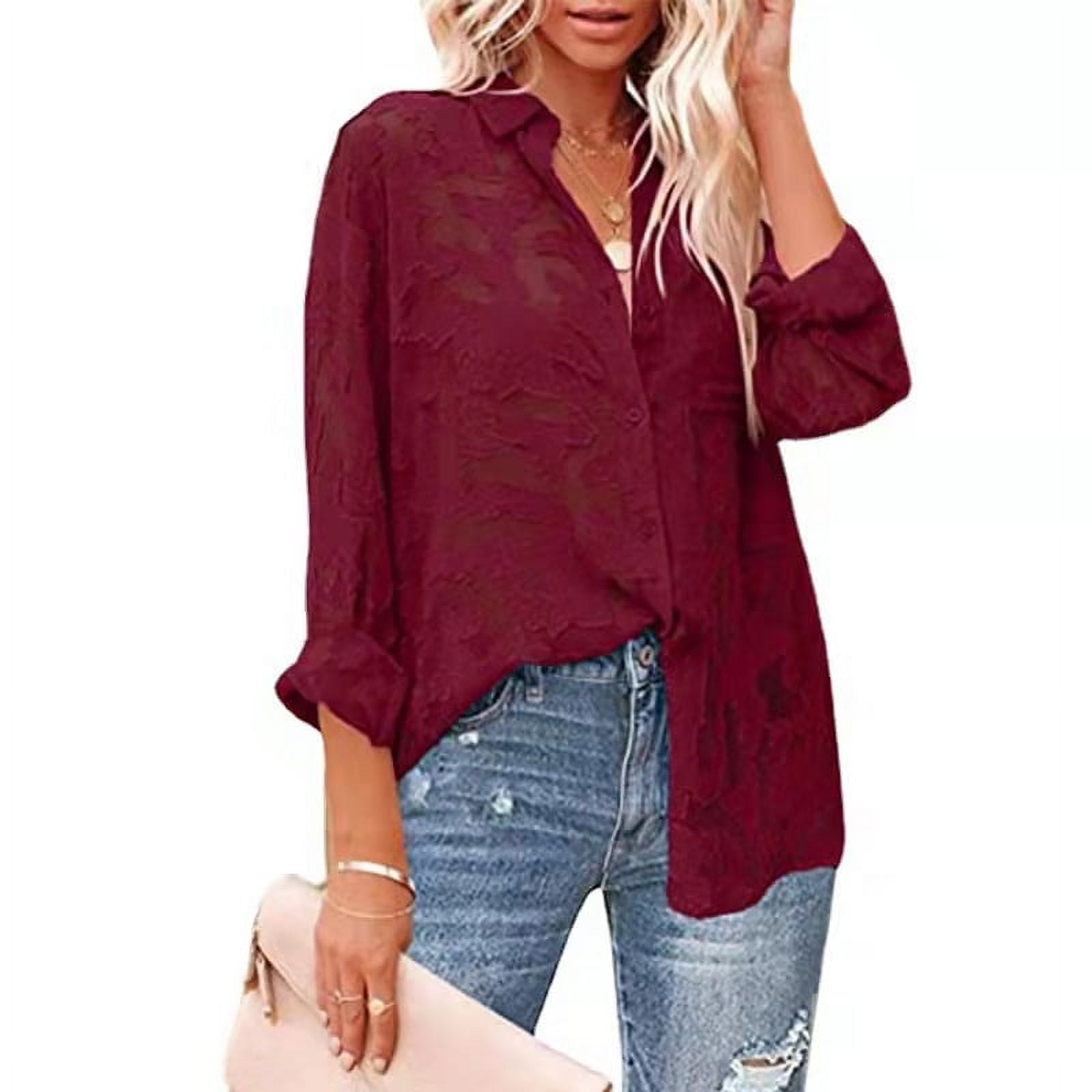 Haute Edition Women's Sheer Gauze Floral Pattern Button Down - Walmart.com