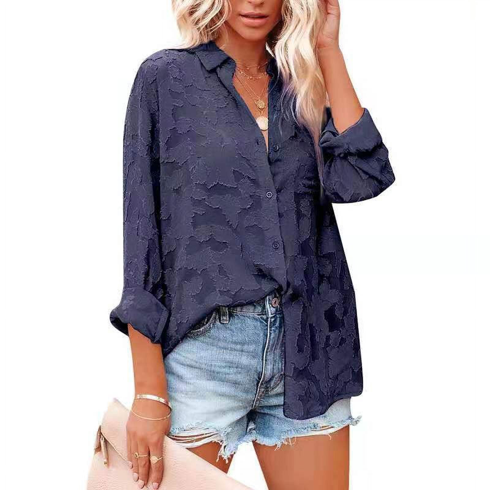 Haute Edition Women's Sheer Gauze Floral Pattern Button Down - Walmart.com