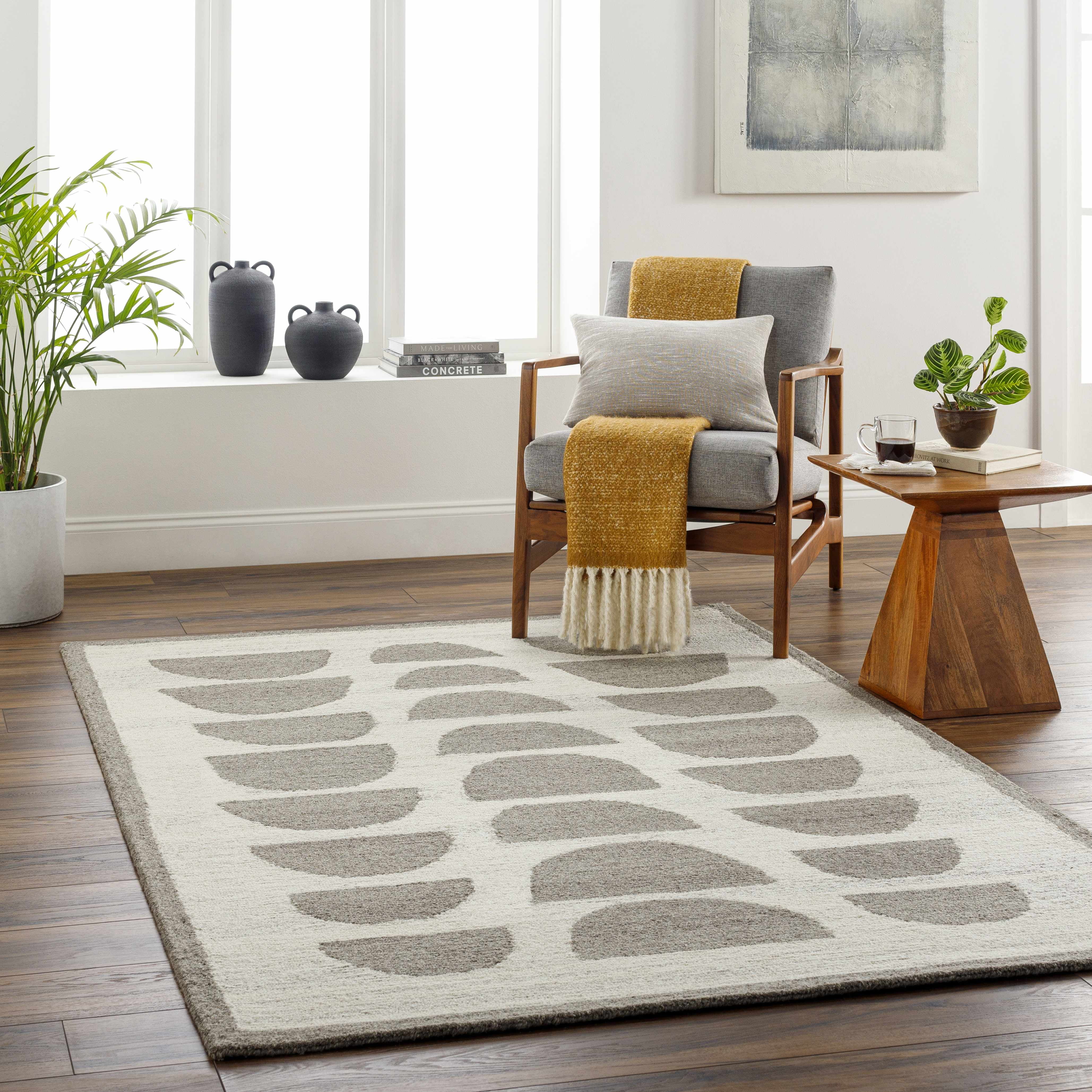 Hauteloom Akane Wool Living Room, Bedroom Area Rug - Beige, Gray ...