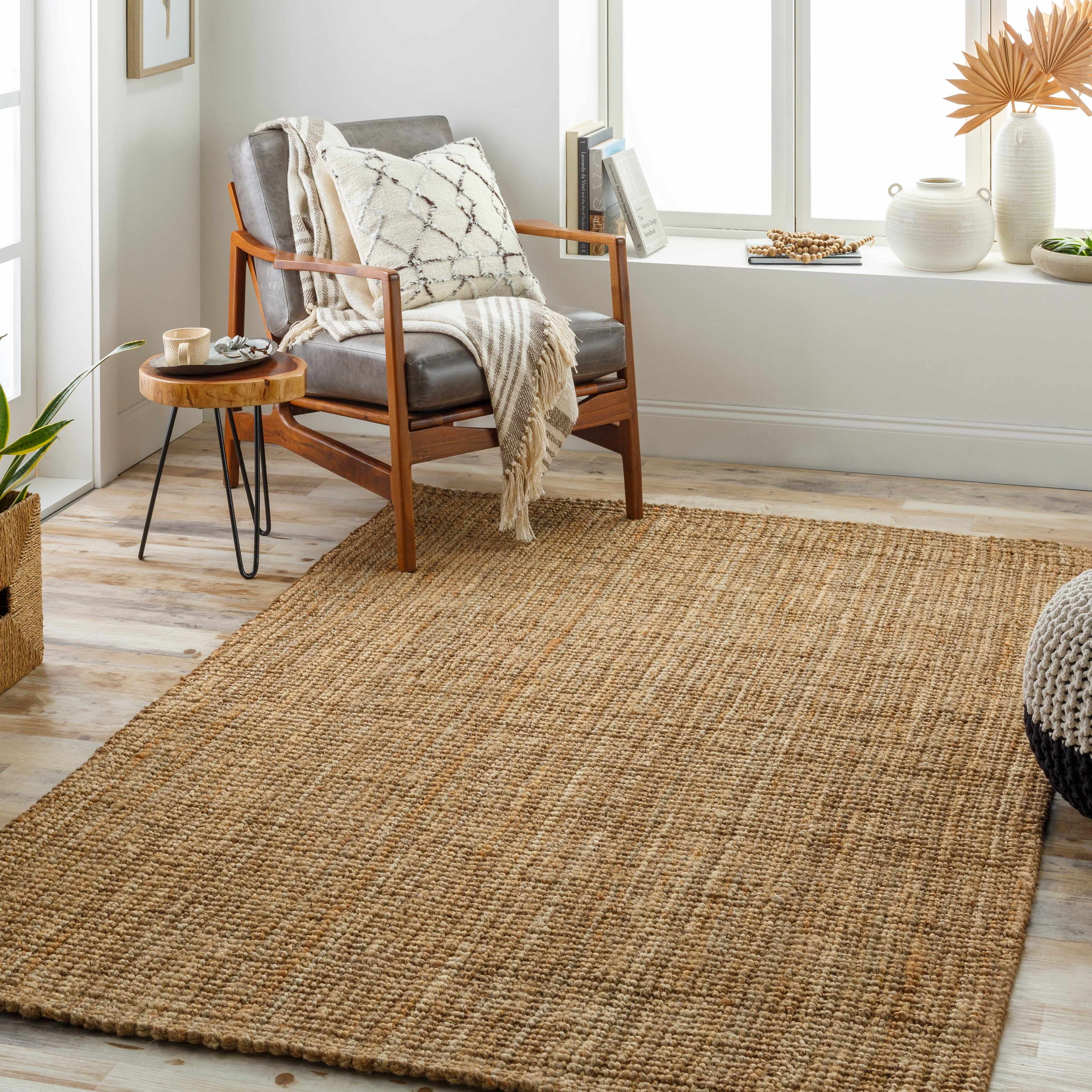 Hauteloom Ambel Handwoven Jute Rug - Natural Fiber Area Rug - Natural ...
