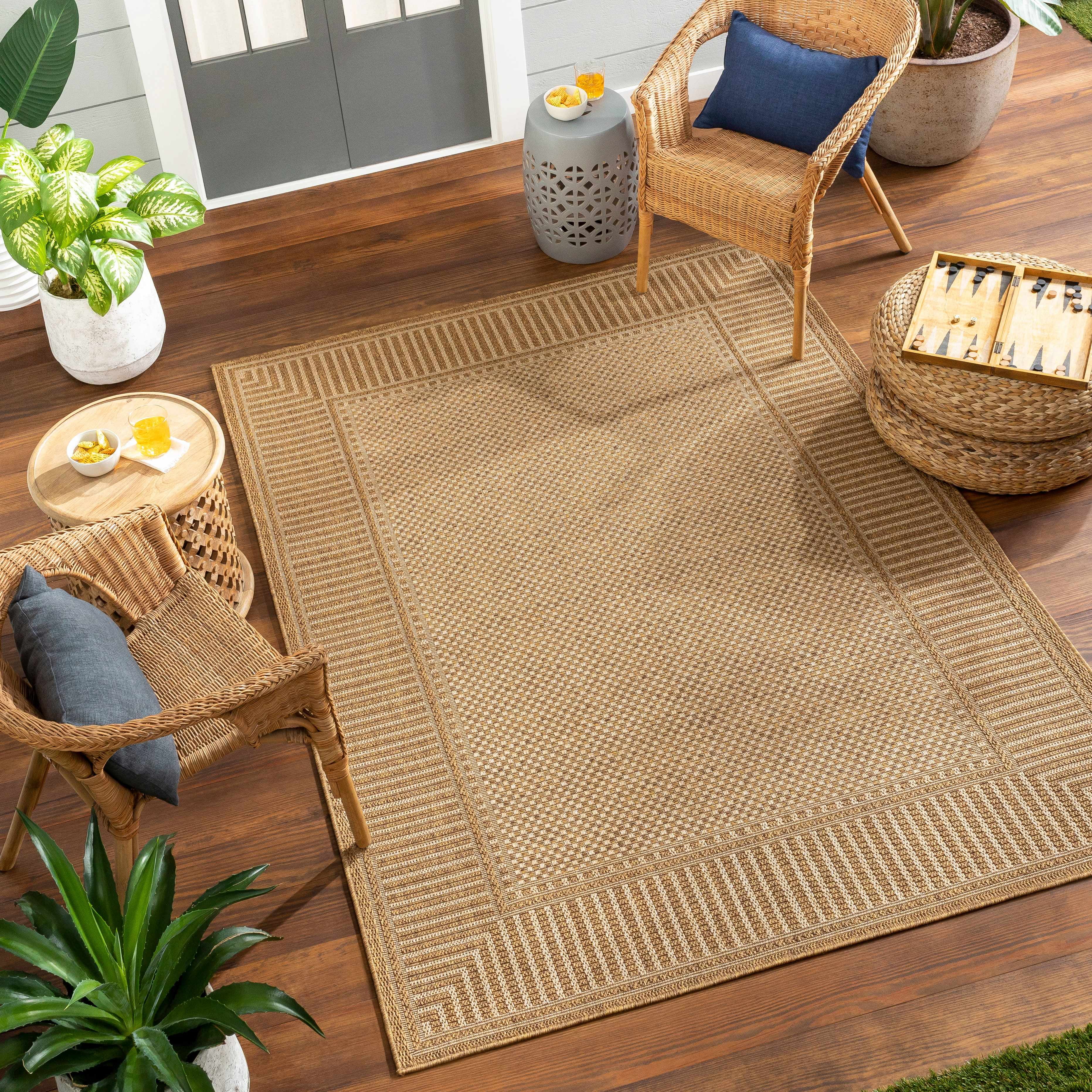 Hauteloom Amora Modern Geometric Bordered Area Rug - Minimalist Striped ...