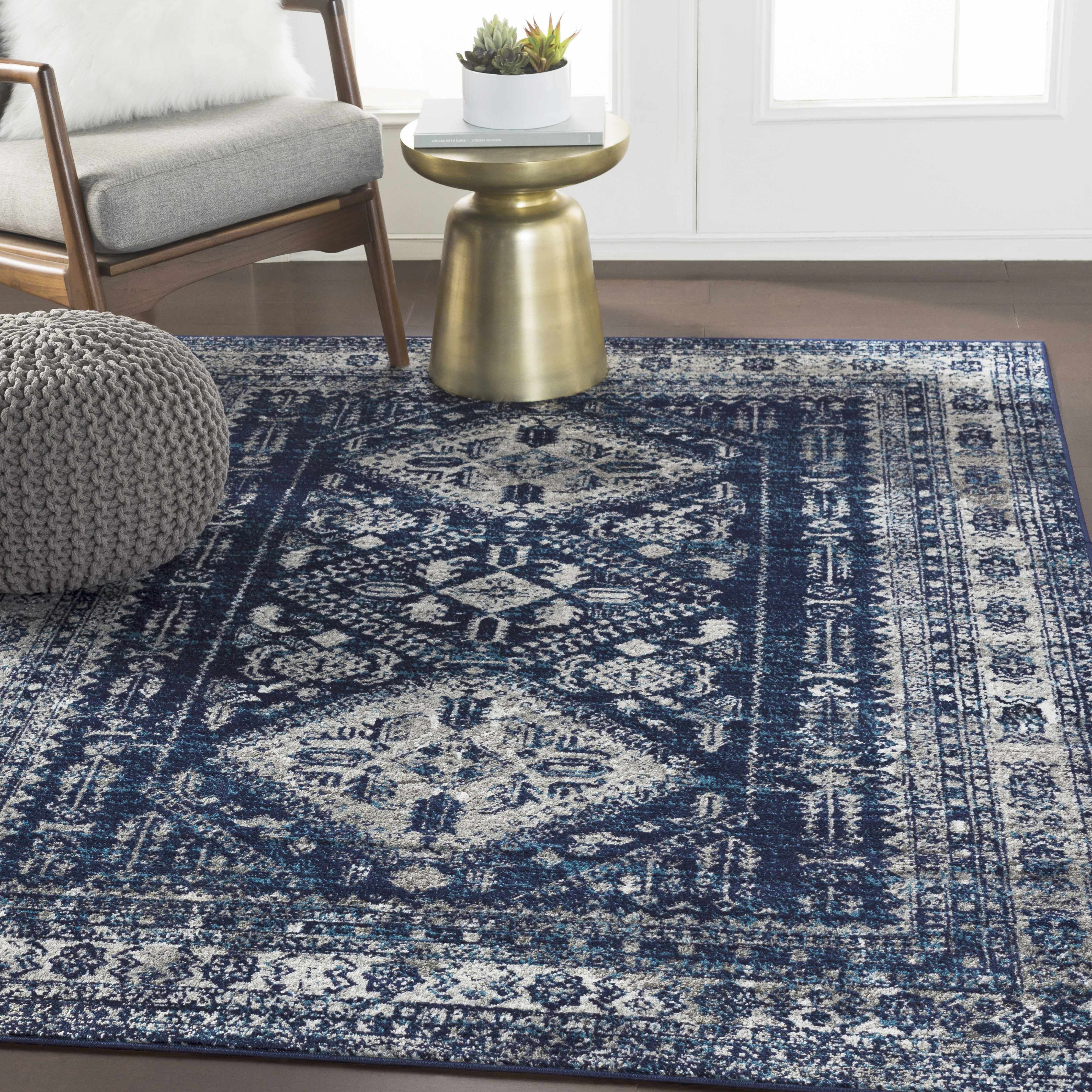 Hauteloom Andes Living Room, Bedroom Area Rug - Traditional - Navy ...
