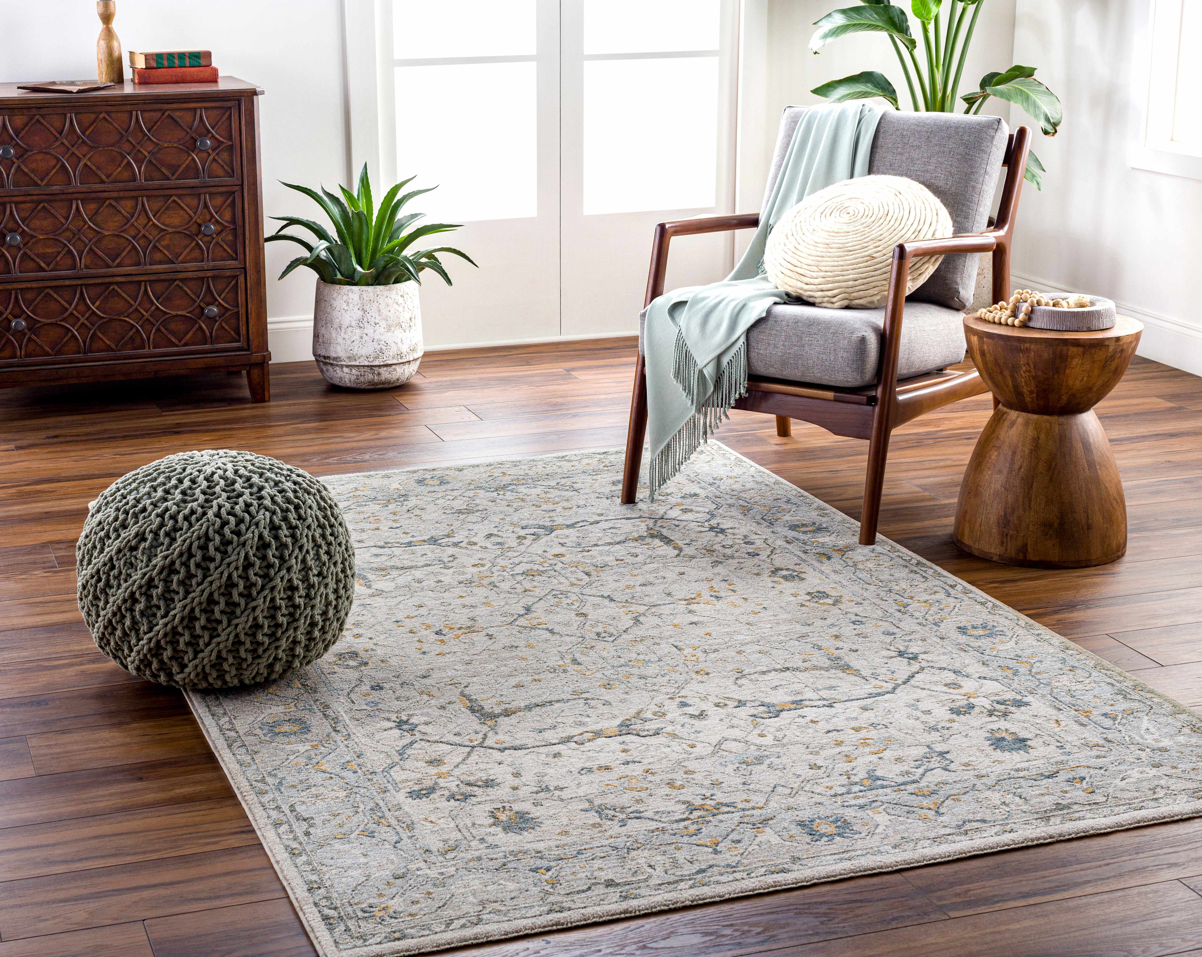 Hauteloom Hamal Living Room, Bedroom Area Rug - Ivory, Green, Gray - 7 ...