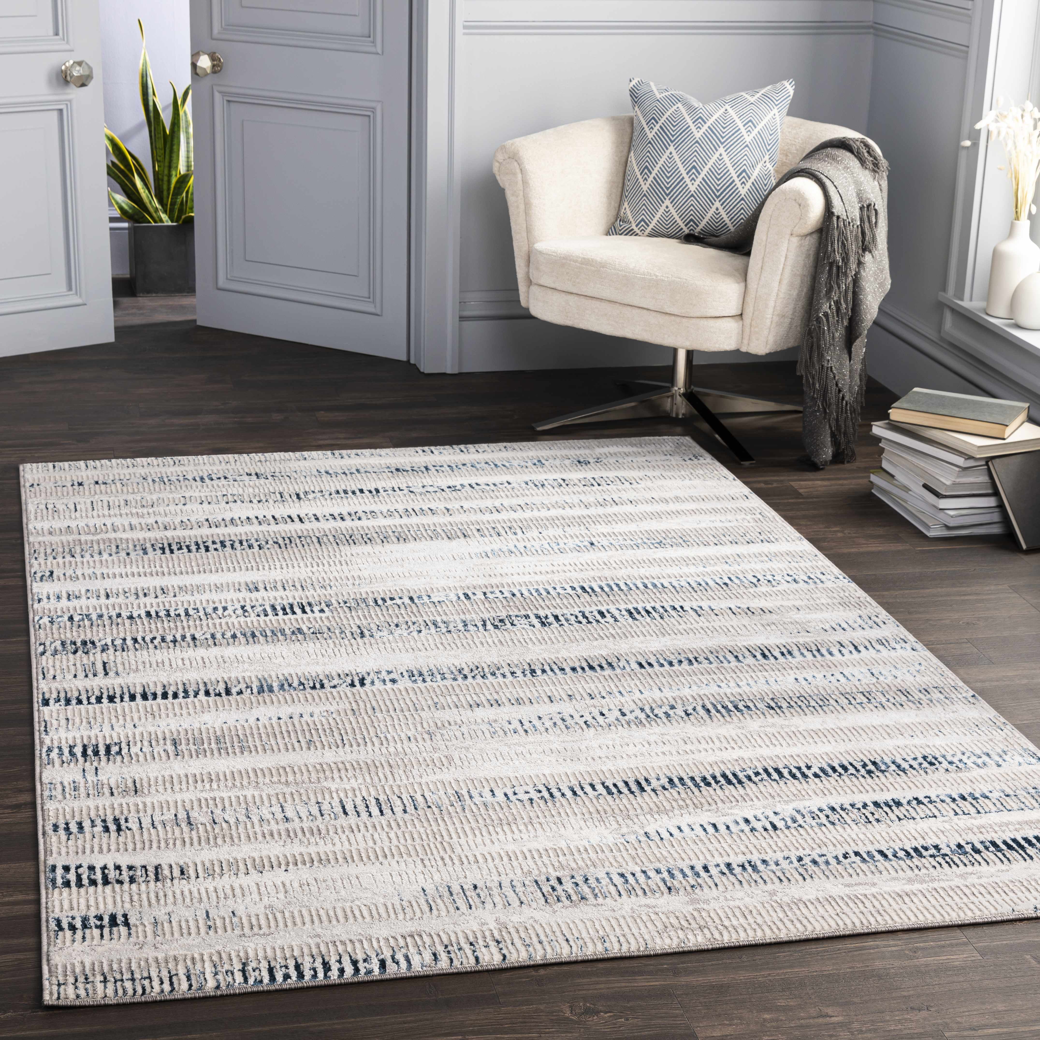 Hauteloom Banana Living Room, Bedroom Area Rug - Modern - Blue, Beige ...