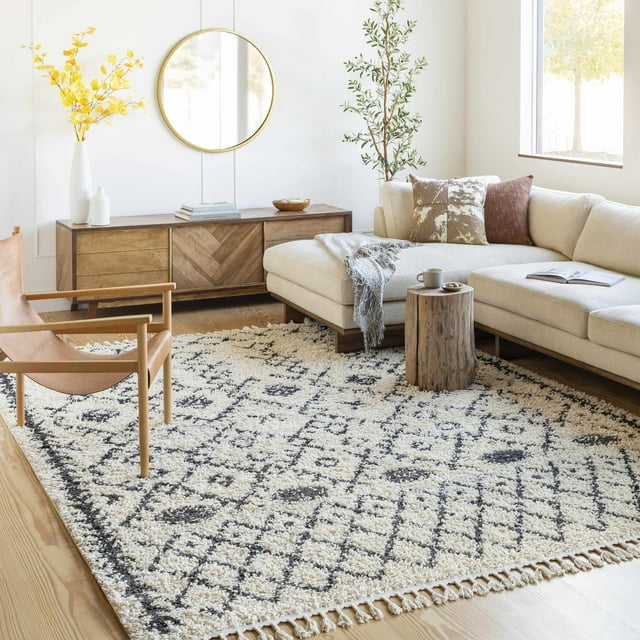 Hauteloom Godalming Boho Moroccan Geometric Shag Area Rug - High Pile ...