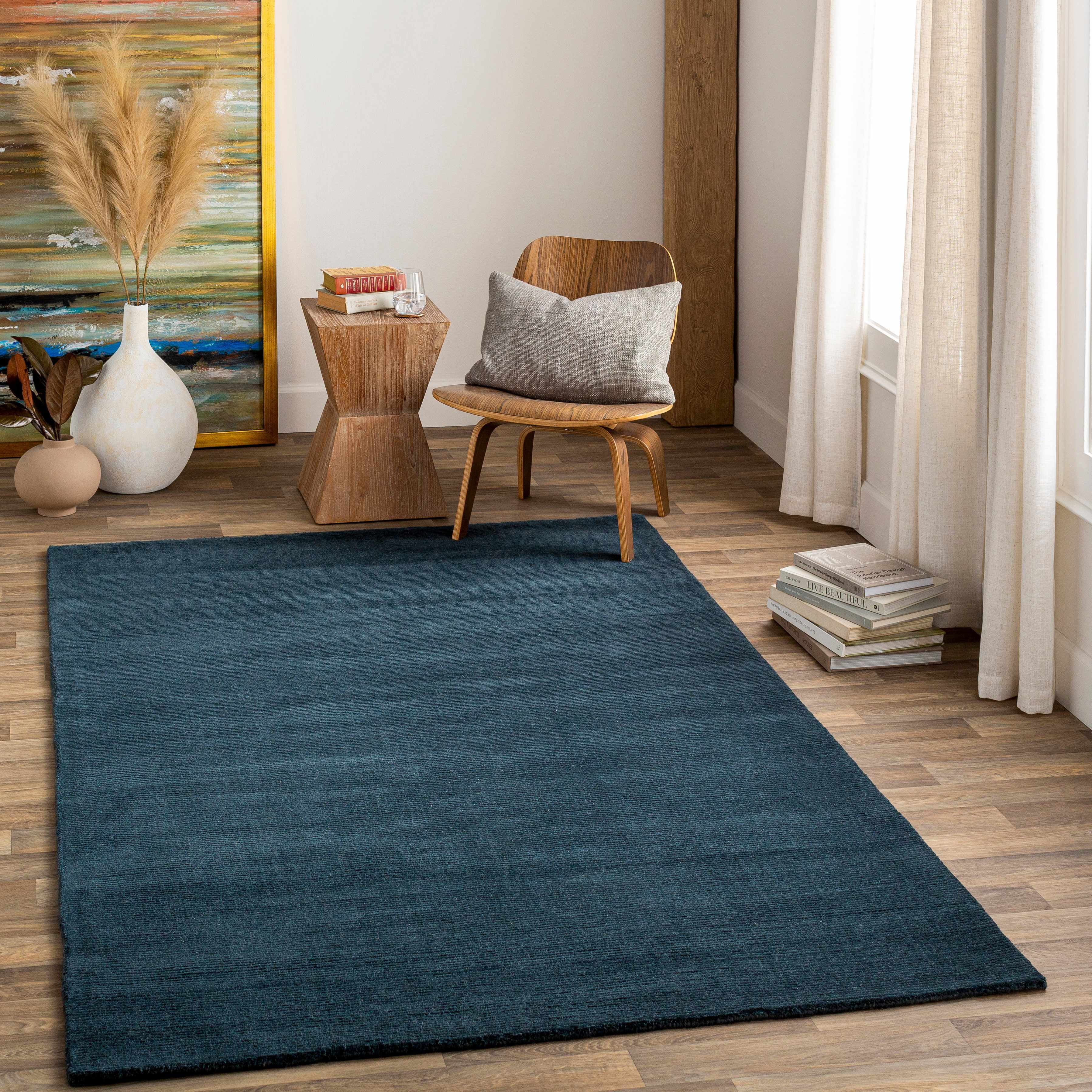 Hauteloom Brockton Solid Wool Modern Farmhouse Area Rug - Suitable for ...