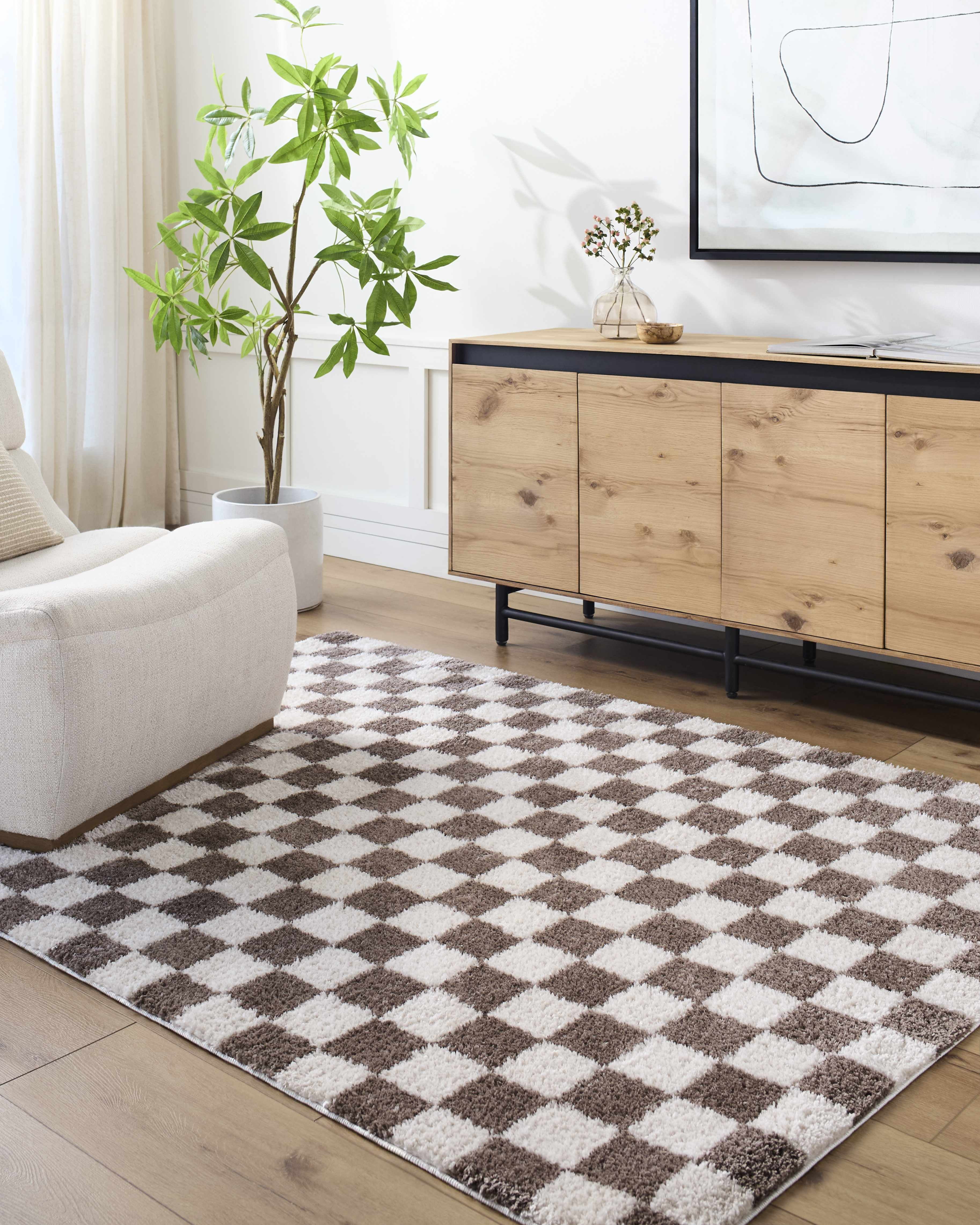 Hauteloom Canika Modern Checkered High Pile Area Rug - Contemporary ...