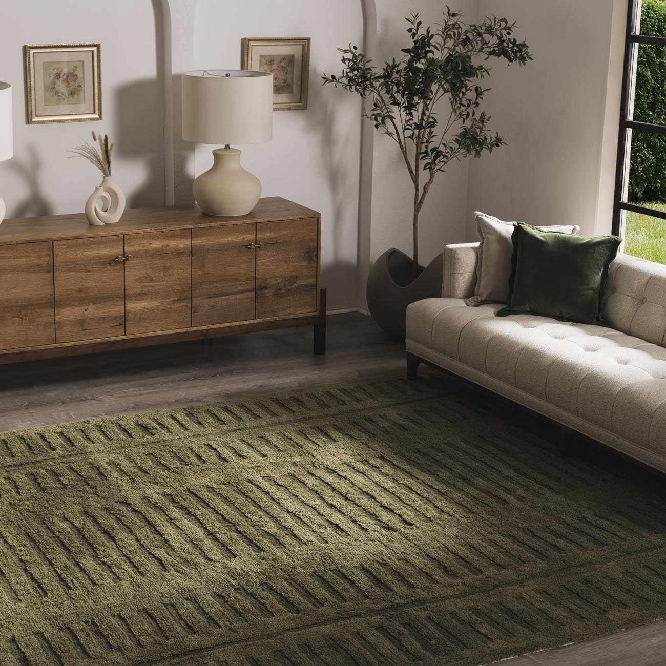 Hauteloom Cicily Natural Fiber Wool High Pile Area Rug - Machine ...