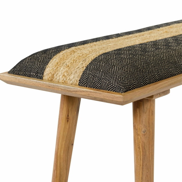 Hauteloom Dilkon Upholstered Entryway Bedroom Bench - Jute Foot Stool ...