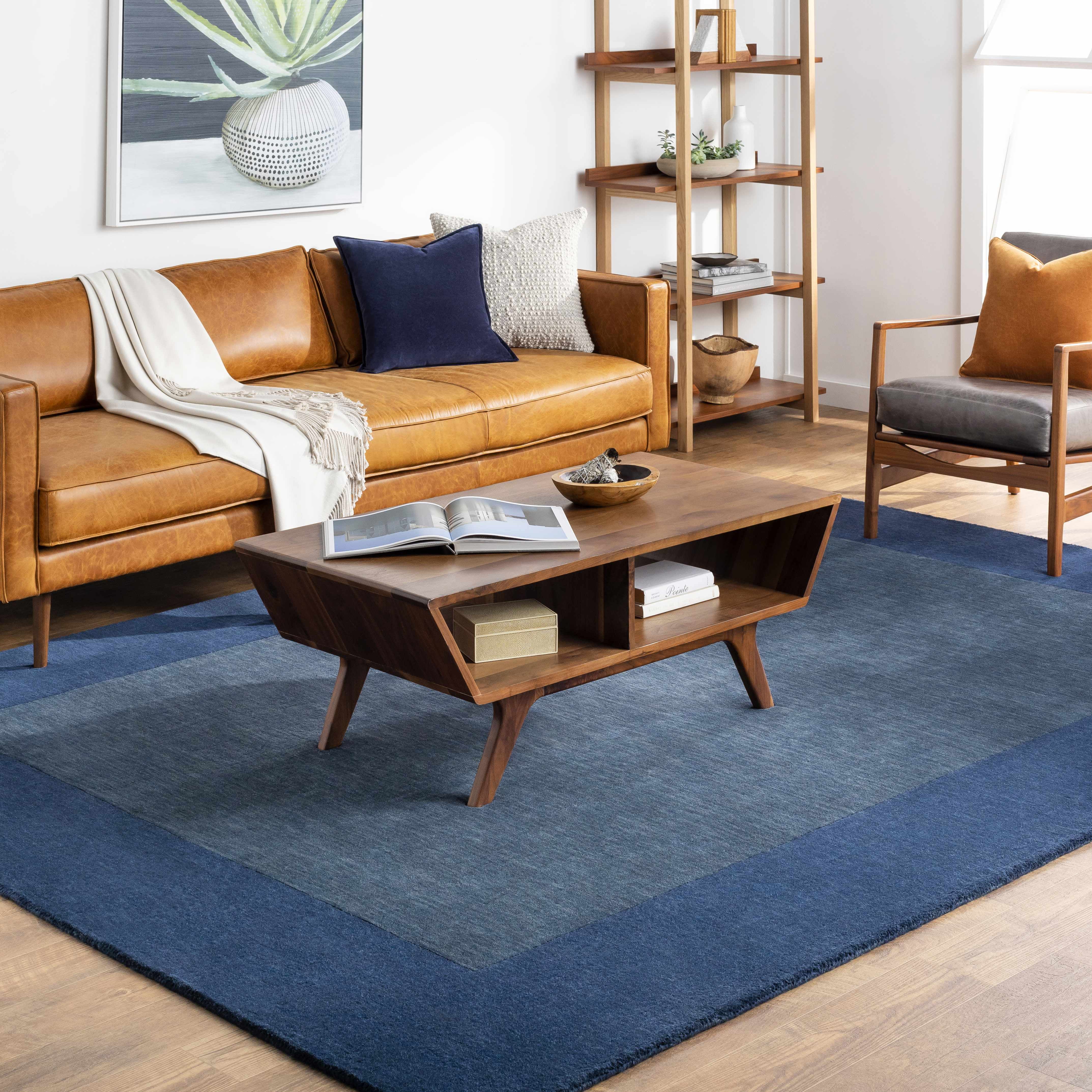 Hauteloom Fingerhut Wool Living Room, Bedroom Area Rug - Solid & Border ...