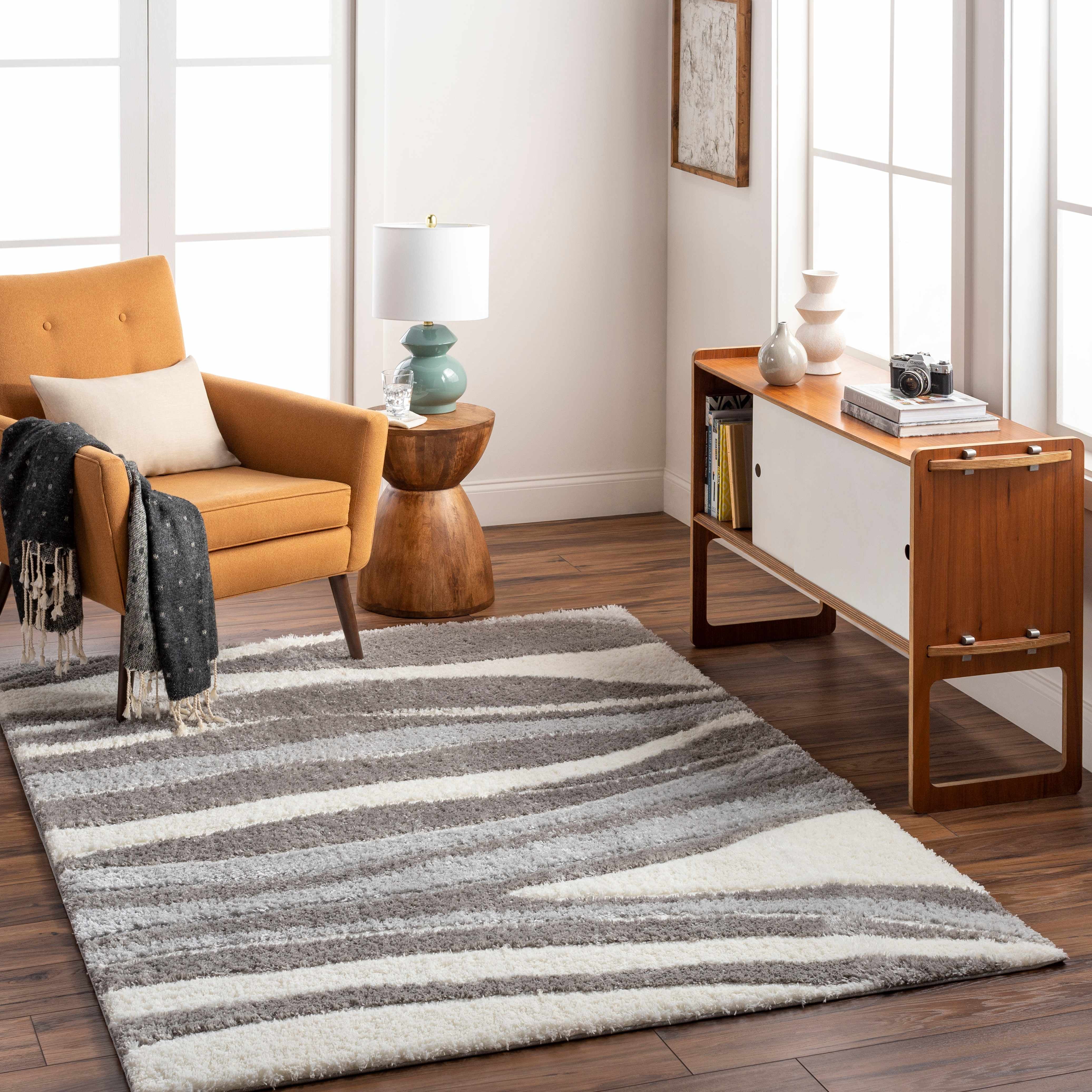 Hauteloom Hasad Modern Abstract Area Rug - Trellis Fluffy High Pile ...