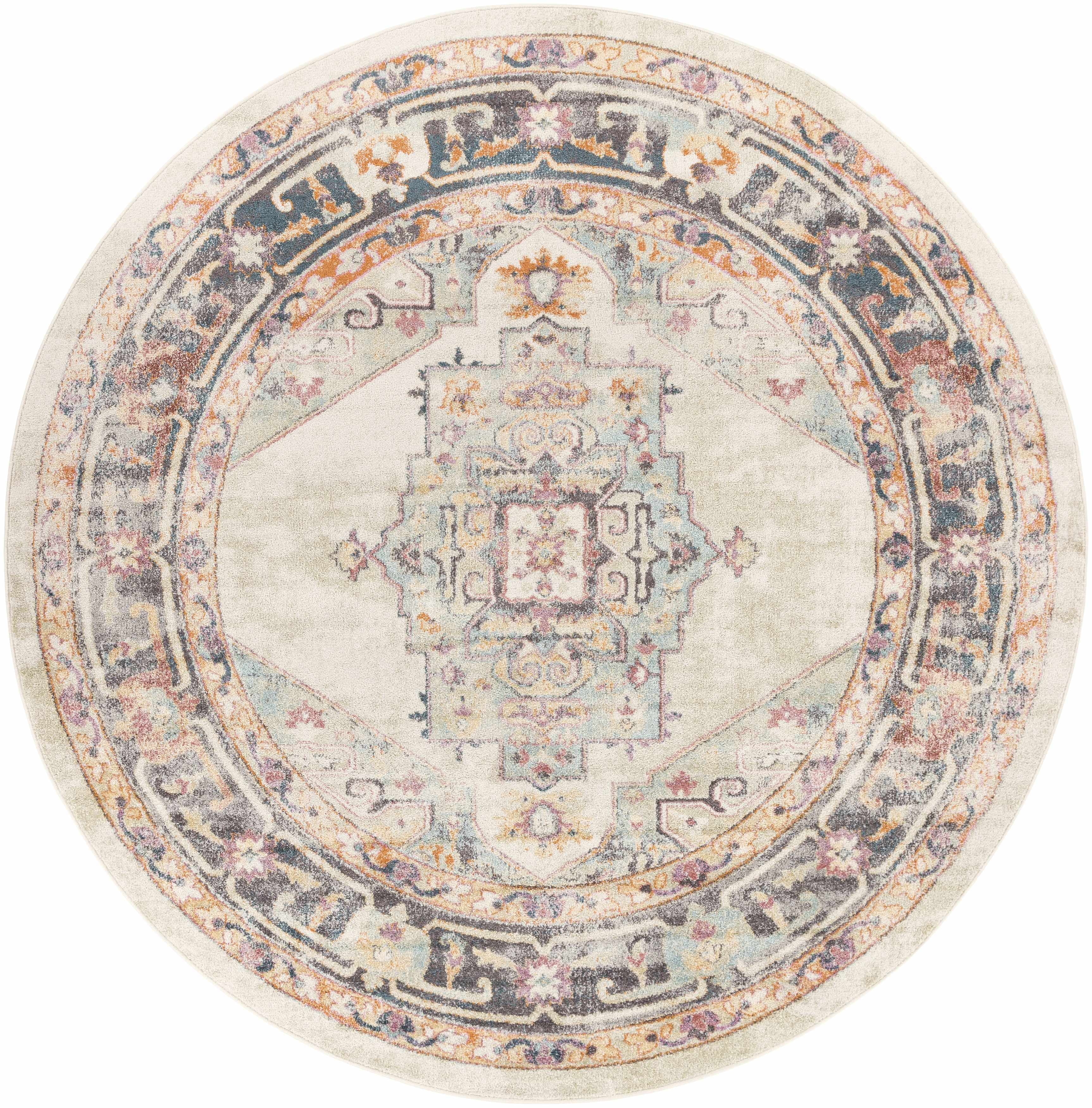 Hauteloom Hillcrest Persian Medallion Living Room Bedroom Round Area ...