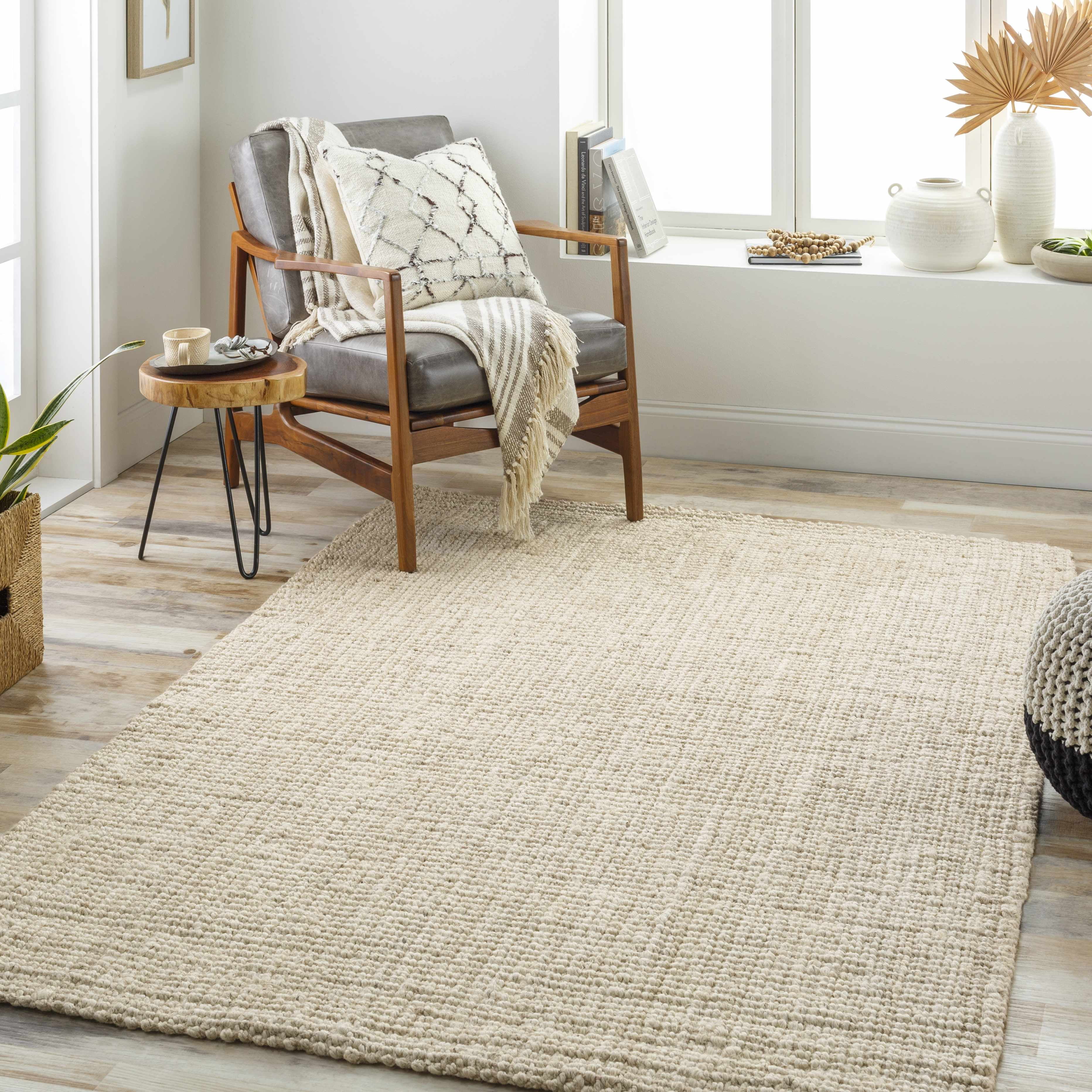 Hauteloom Ilana Jute Living Room, Bedroom Area Rug - Bone,Nutmeg,Sage ...