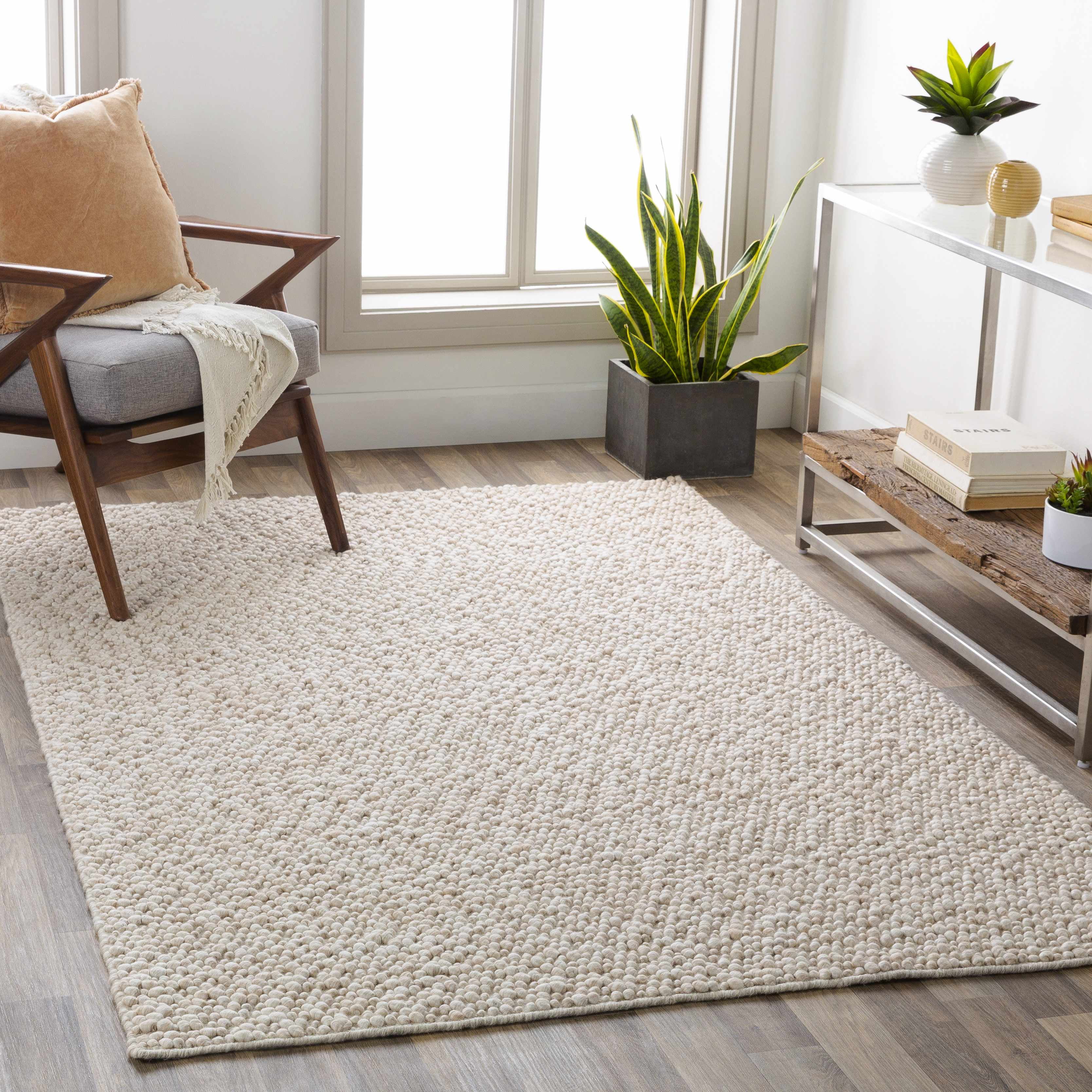 Hauteloom Knott Boho Hand Woven Natural Fiber Wool & Viscose Area Rug ...