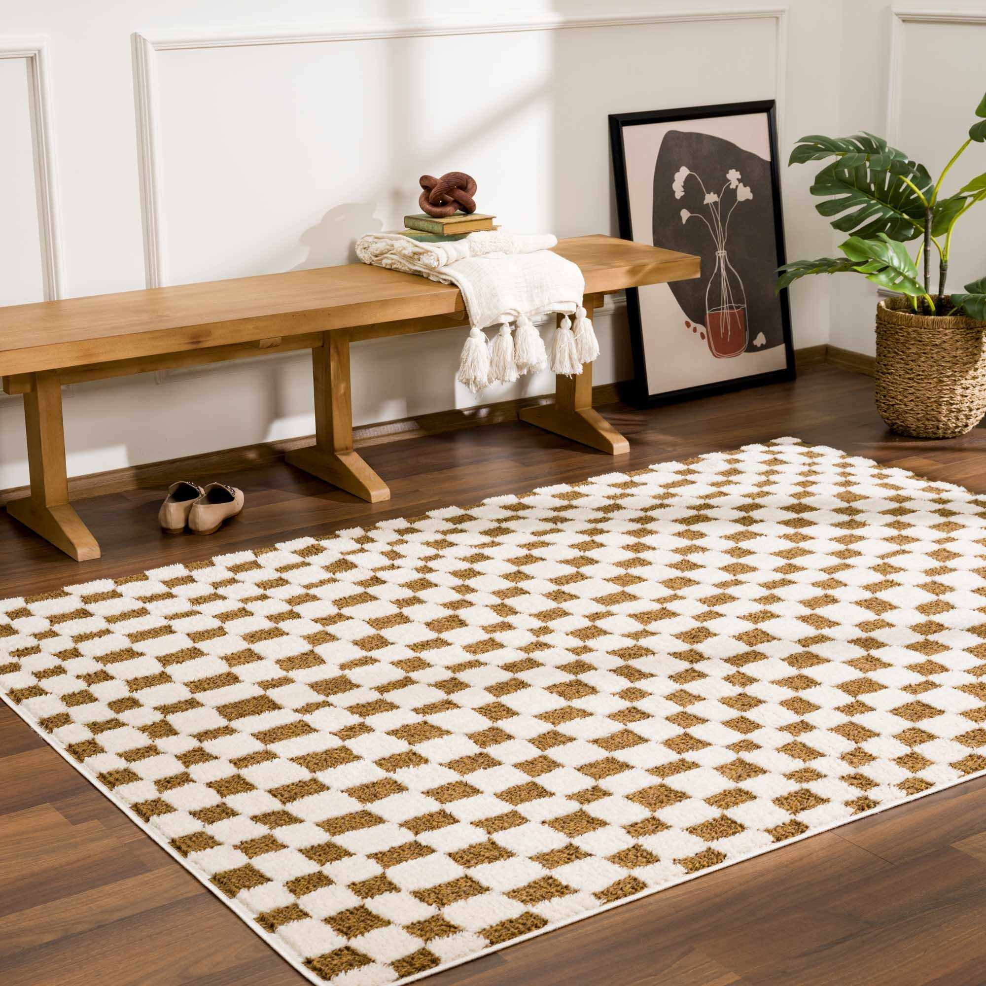 Hauteloom Lajos Contemporary Checkered Area Rug - Modern Geometric ...