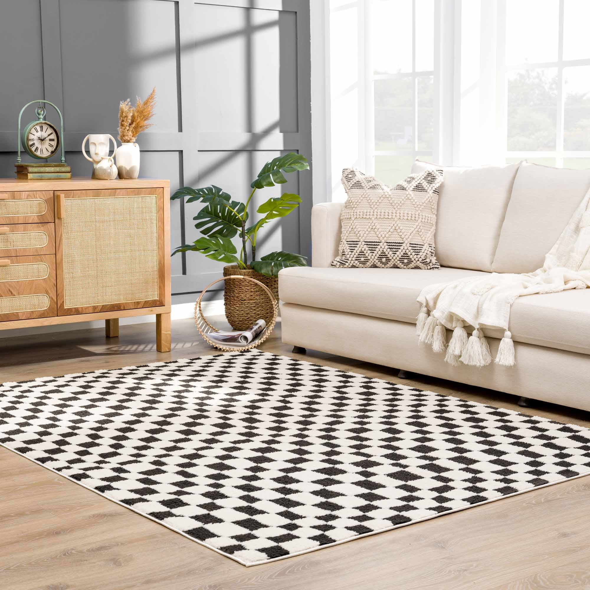 Hauteloom Lajos Contemporary Checkered Area Rug - Modern Geometric ...