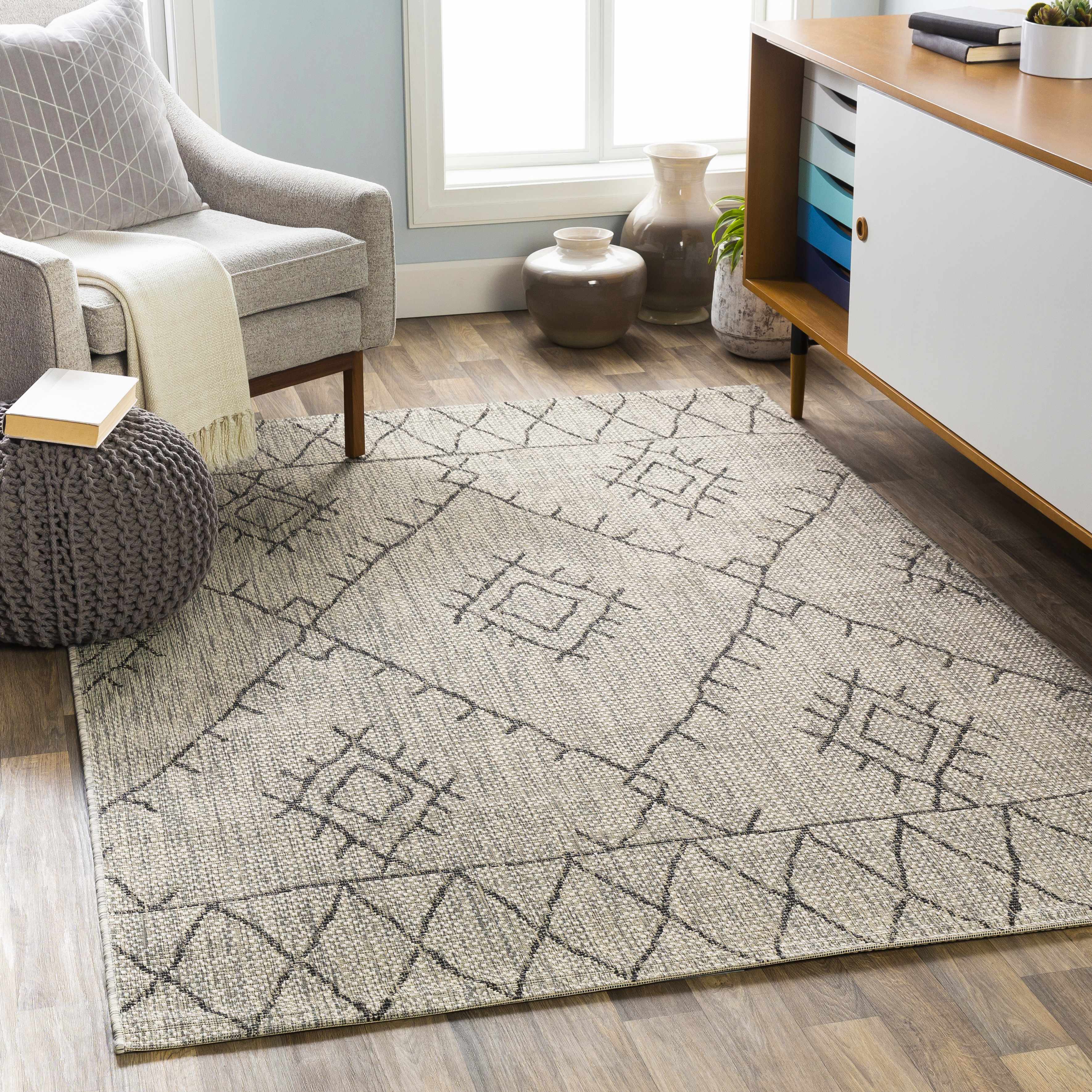 Safavieh Courtyard Bailey Chevron Indoor/Outdoor Area Rug, 6'7" x 6'7 ...