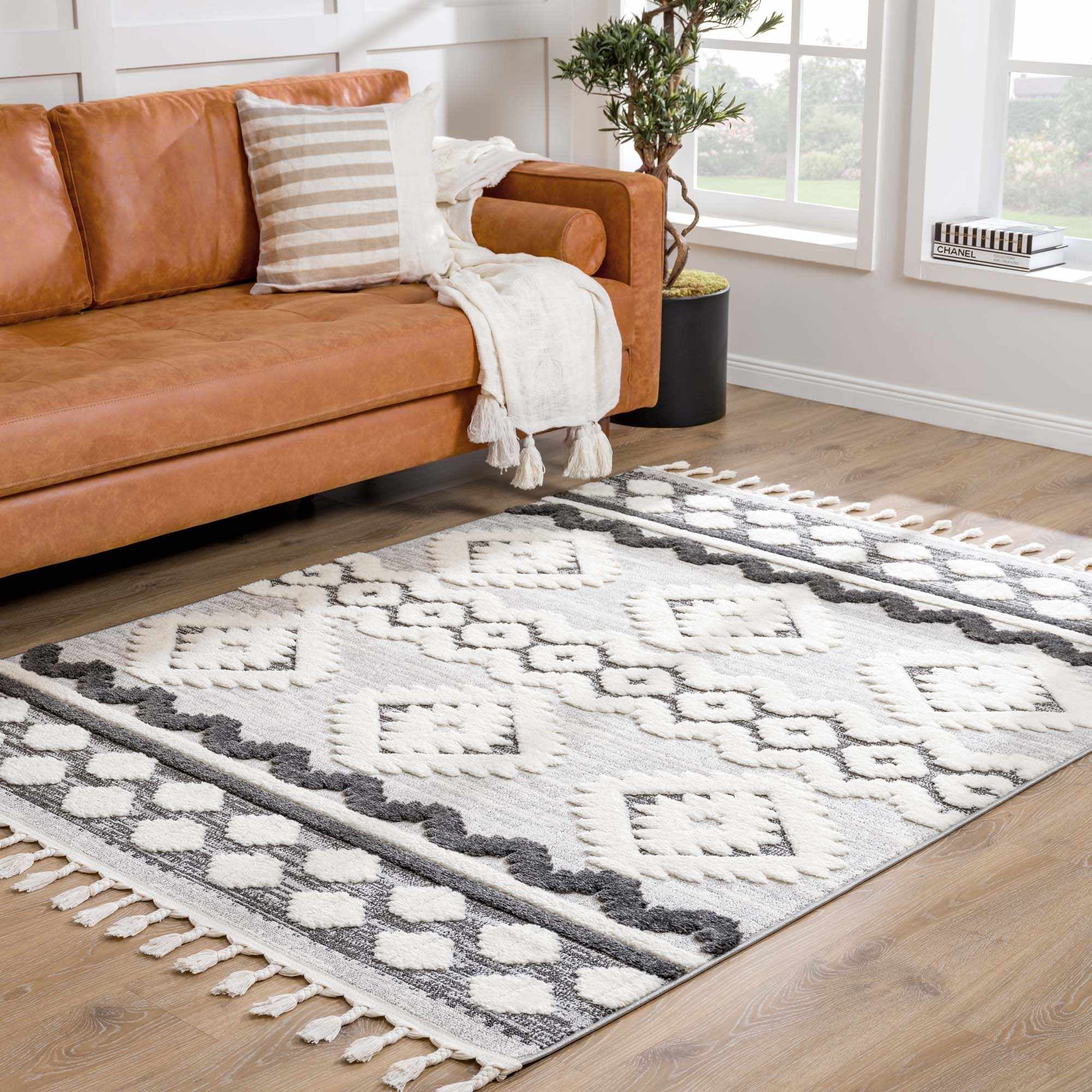 Hauteloom Noah Dinganen Living Room, Bedroom Soft Shag Area Rug - High ...