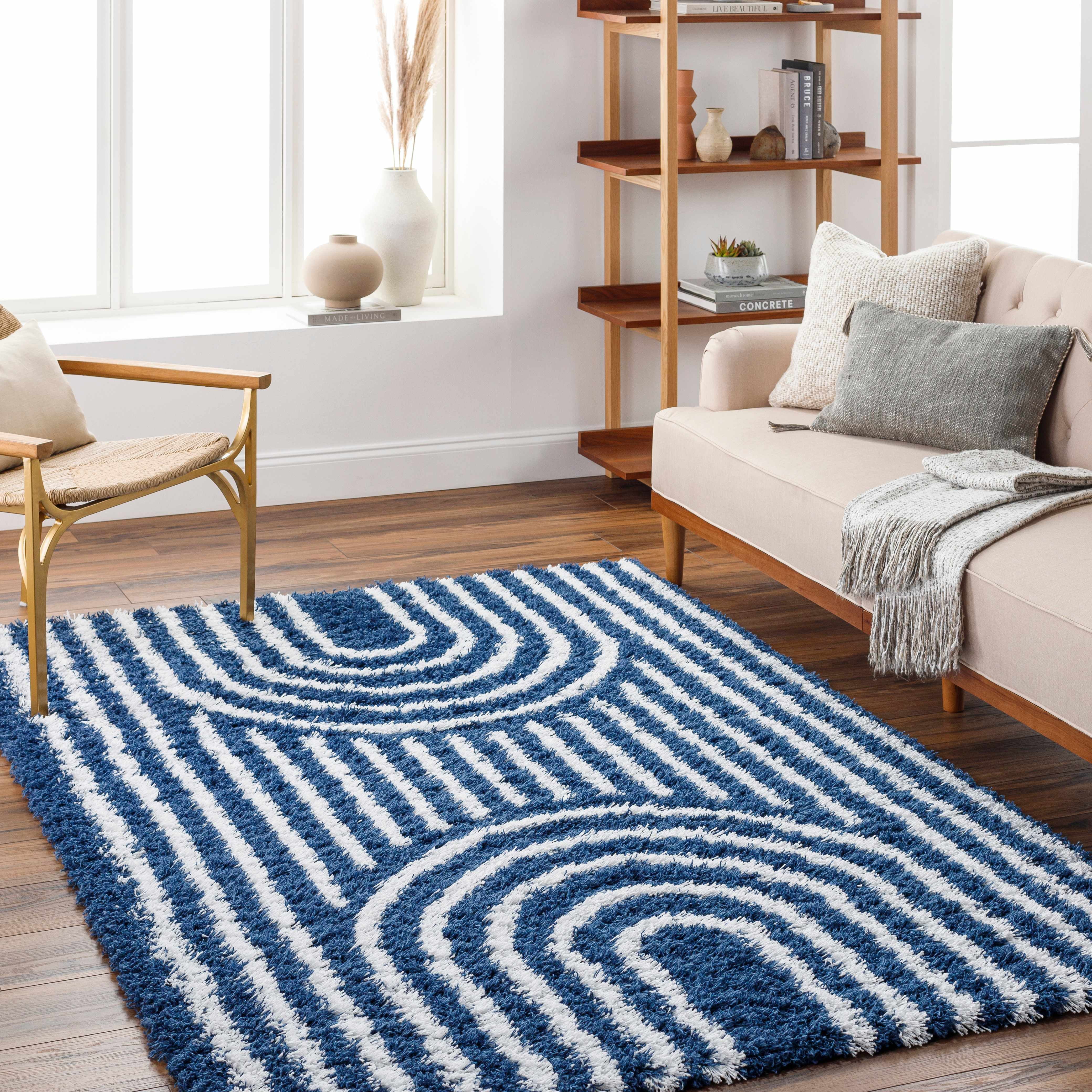 Hauteloom Noah Libe Living Room, Bedroom Soft Shag Striped Area Rug ...
