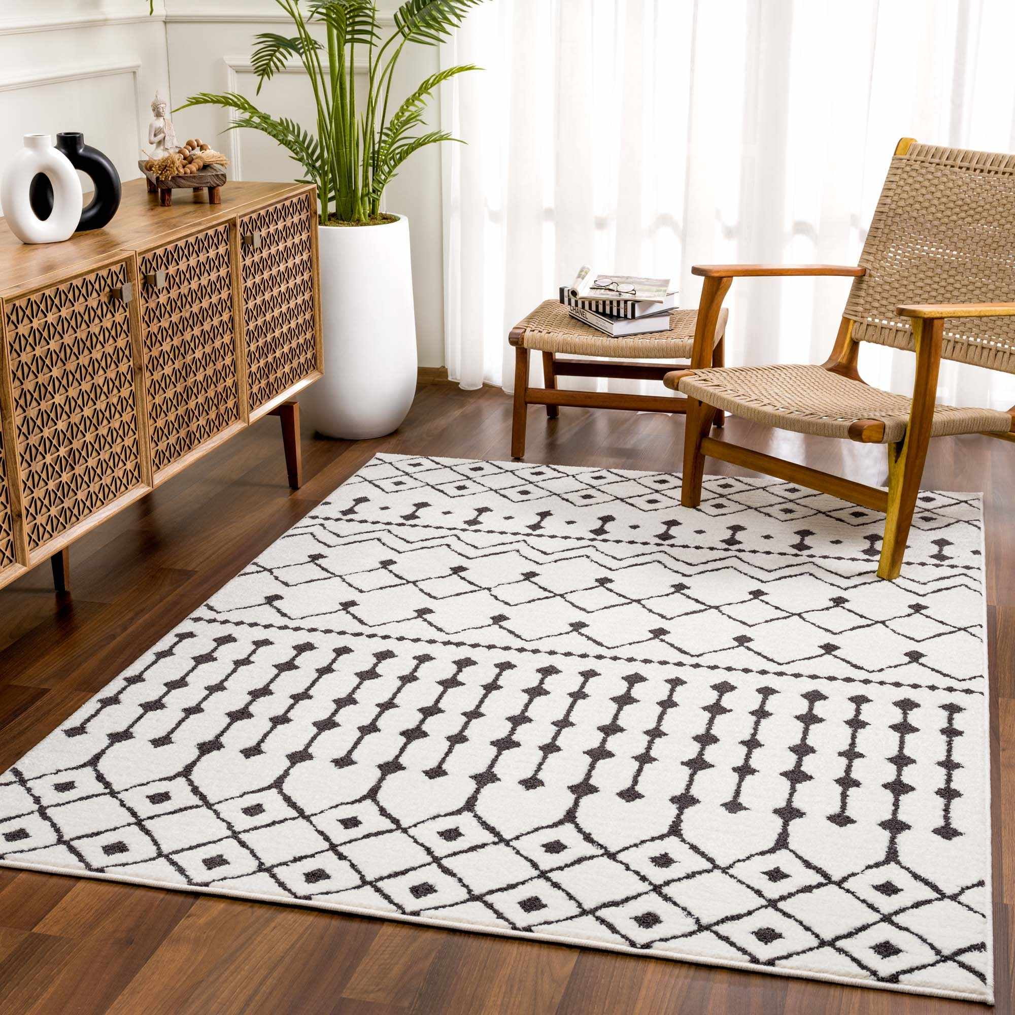 Hauteloom Ringwood Boho Moroccan Geometric Shag Area Rug for Living ...