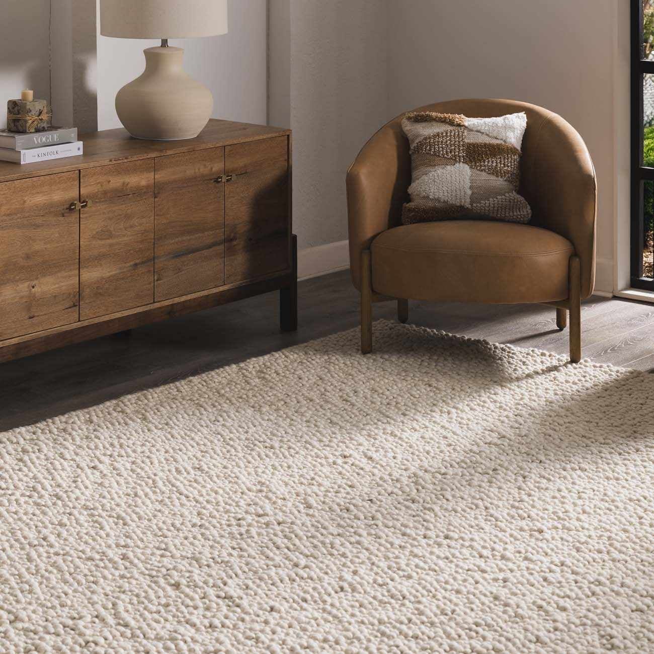 Hauteloom Rockfish Boho Hand Woven Wool Natural Fiber Soft Area Rug for ...