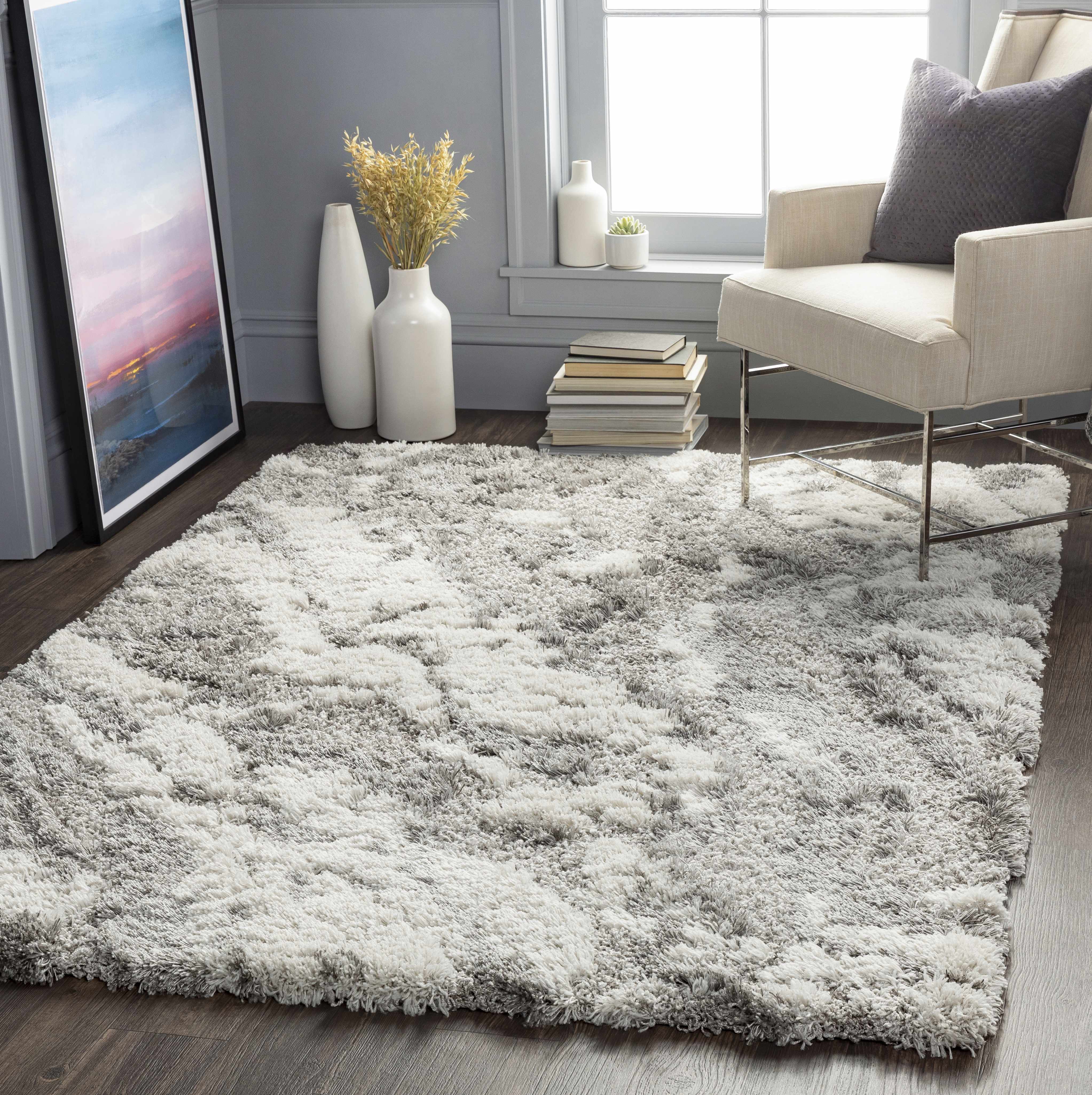Hauteloom Aysun Living Room, Bedroom Area Rug - Plush Pile - Gray - 2 ...