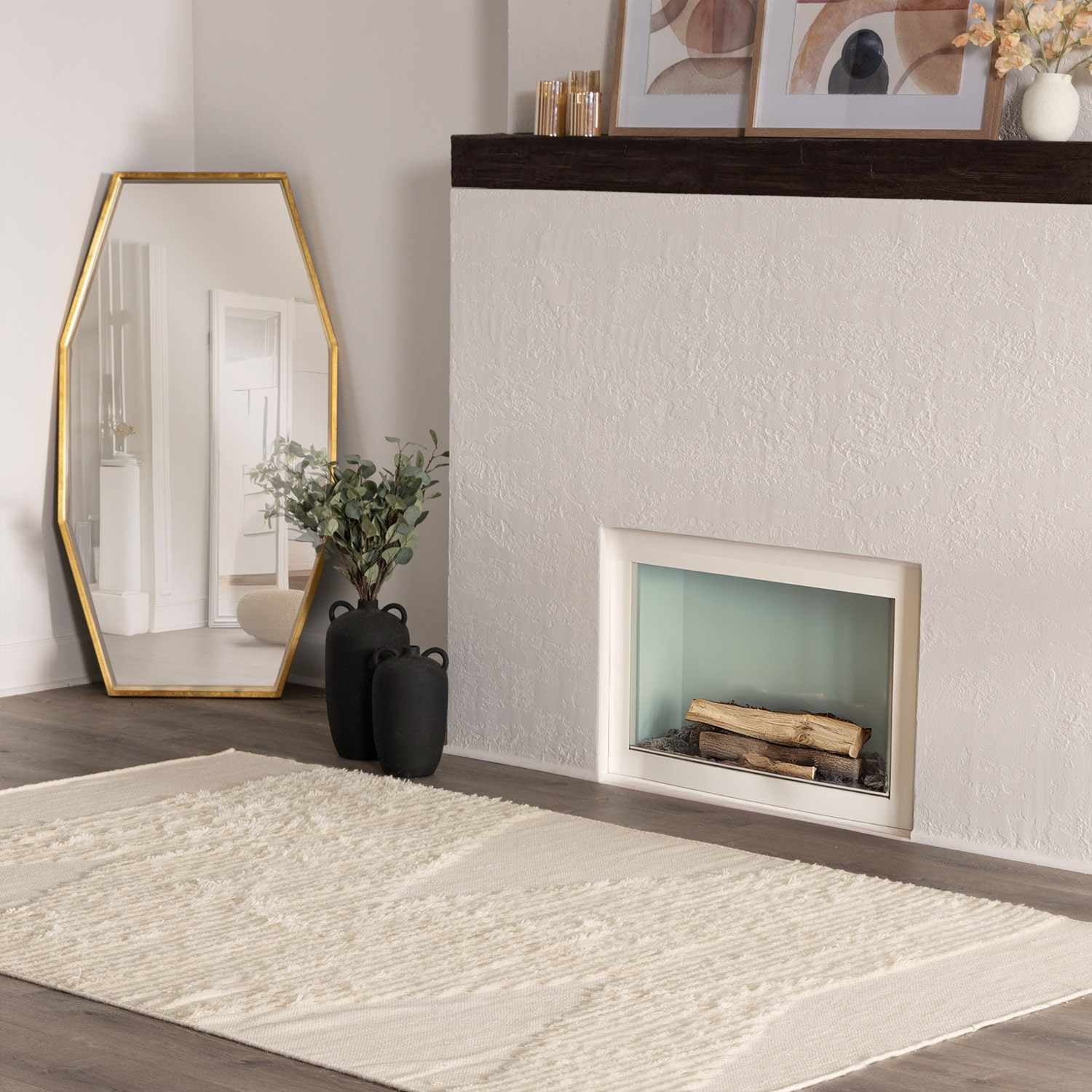 Hauteloom Wood Modern Moroccan Farmhouse Living Room Bedroom Area Rug ...