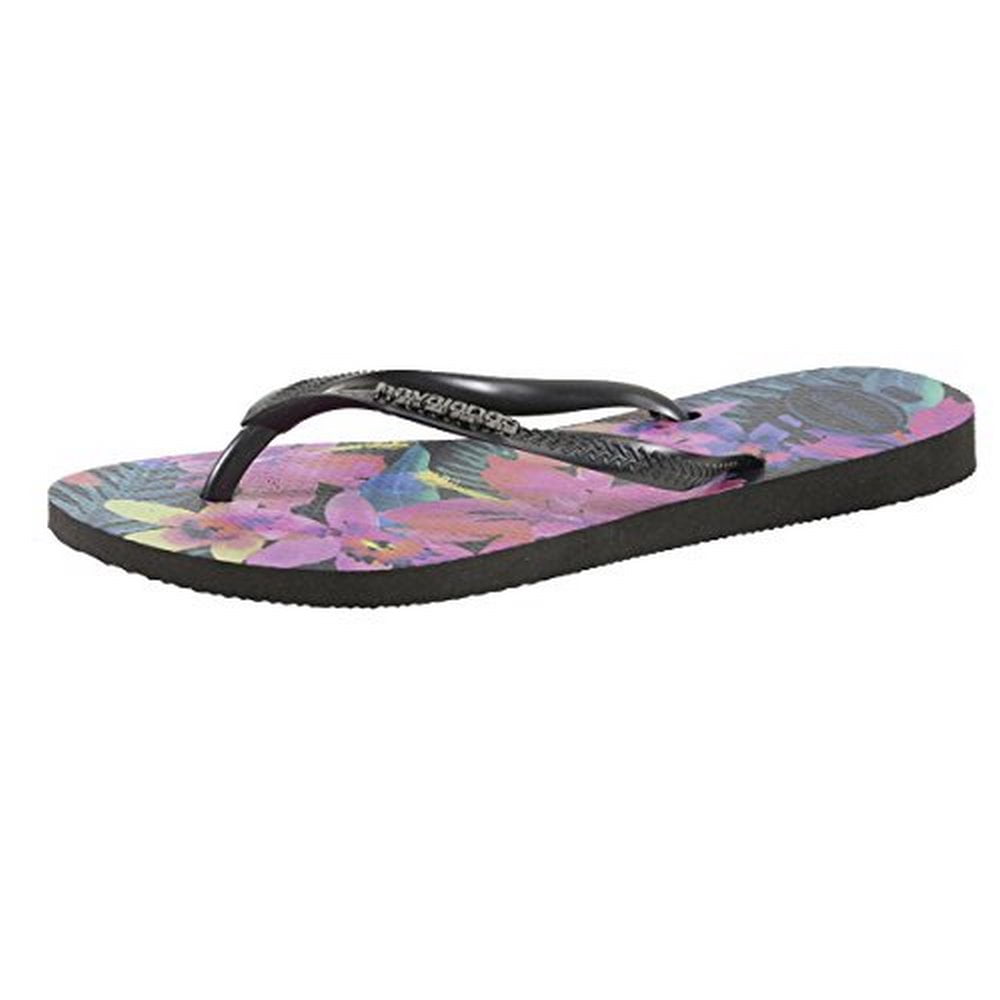Havaianas Womens SLIM TROPICAL SANDAL, BLACK, 39/40 - Walmart.com