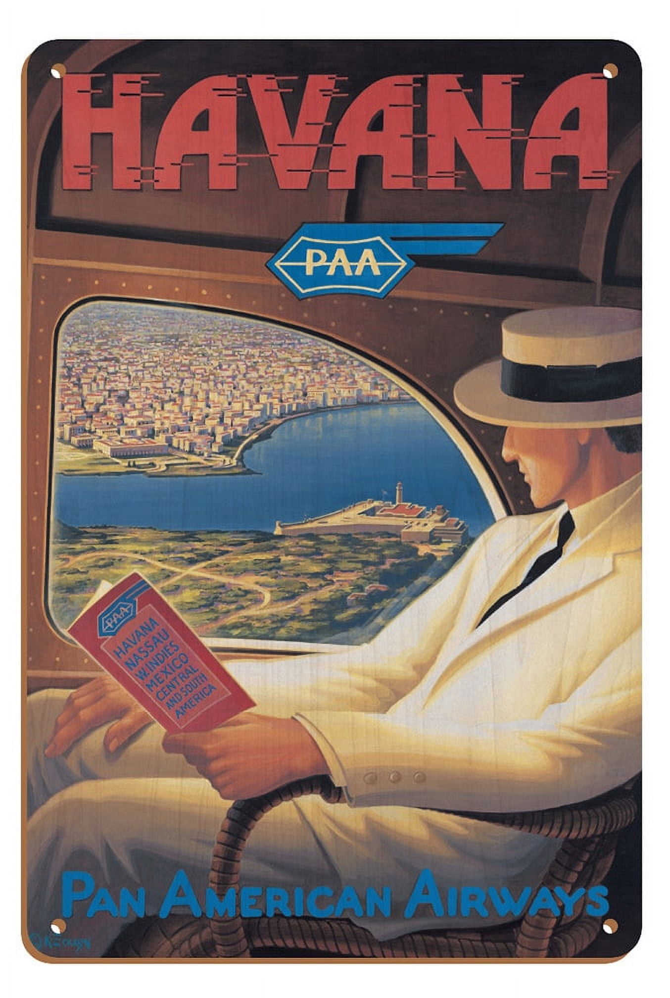 Havana Cuba - Vintage Airline Travel Poster by Kerne Erickson - 8 x 12 ...