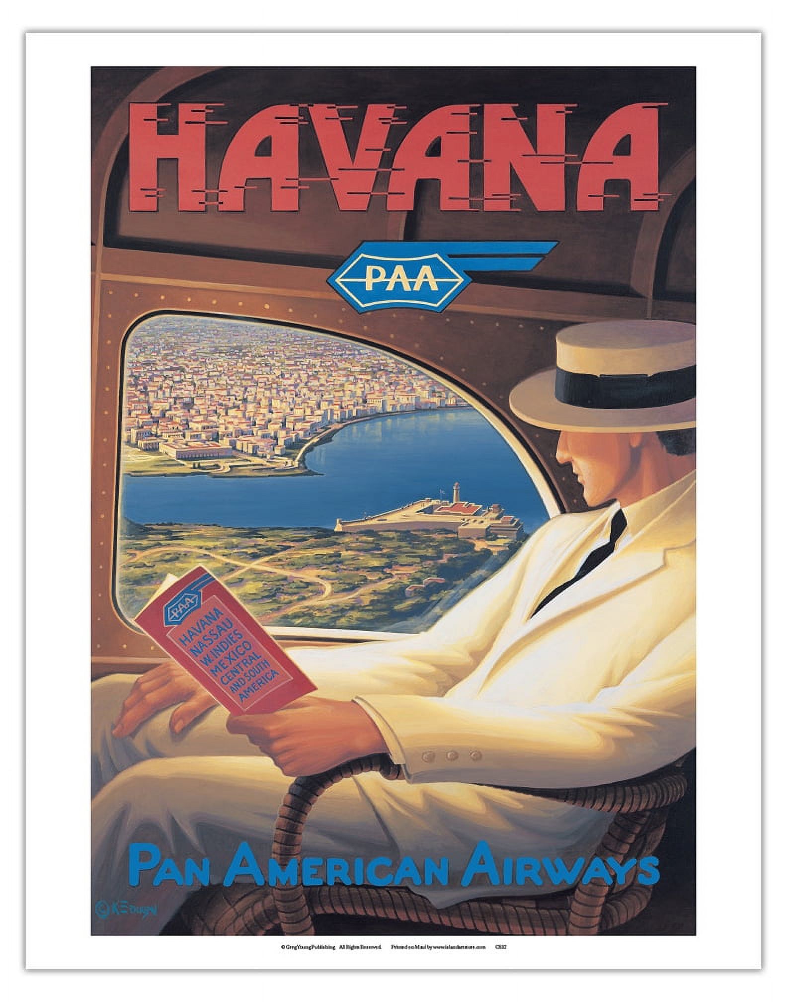 Havana Cuba - Vintage Airline Travel Poster by Kerne Erickson - Fine ...