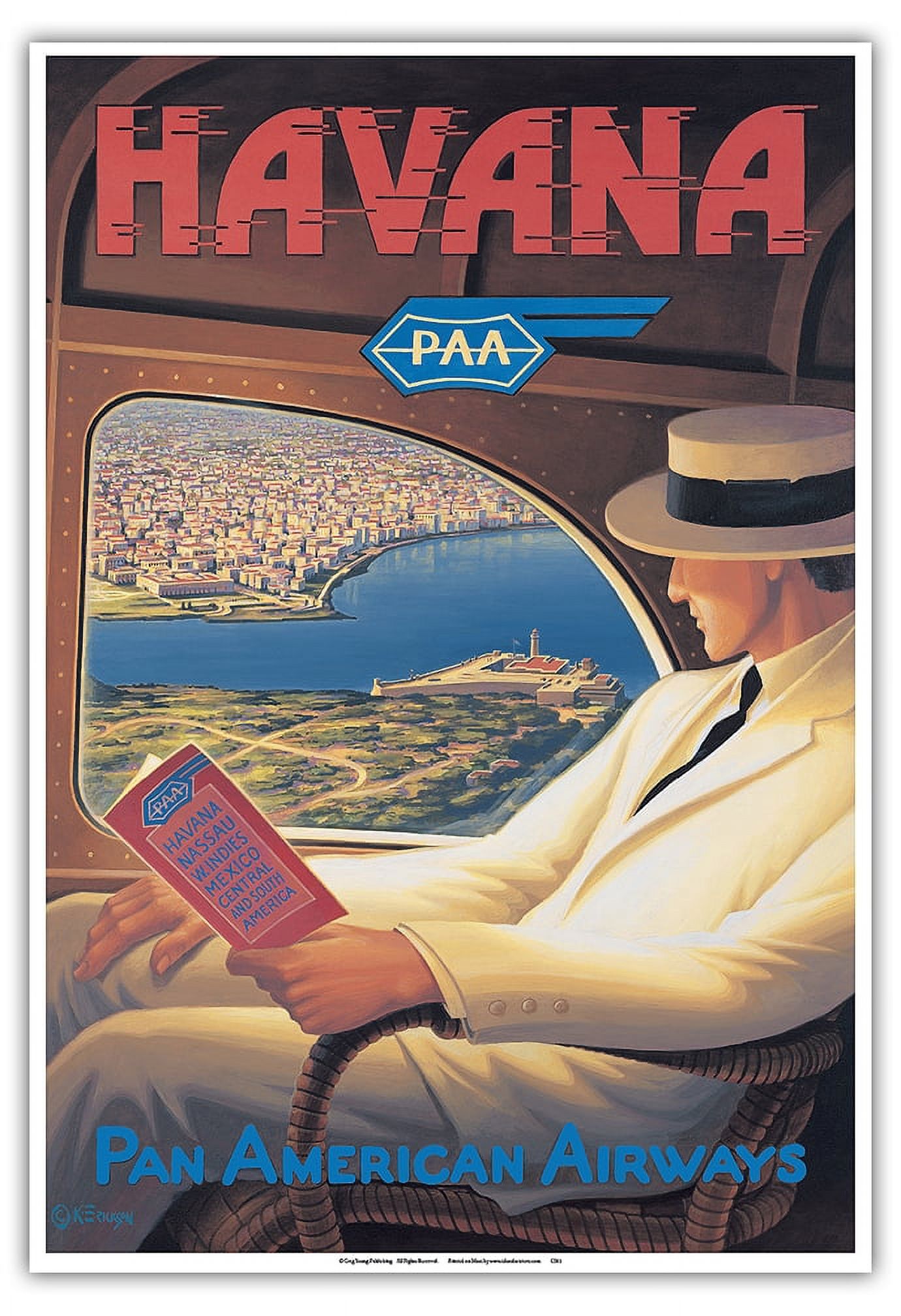 Havana Cuba - Vintage Airline Travel Poster by Kerne Erickson - Master ...