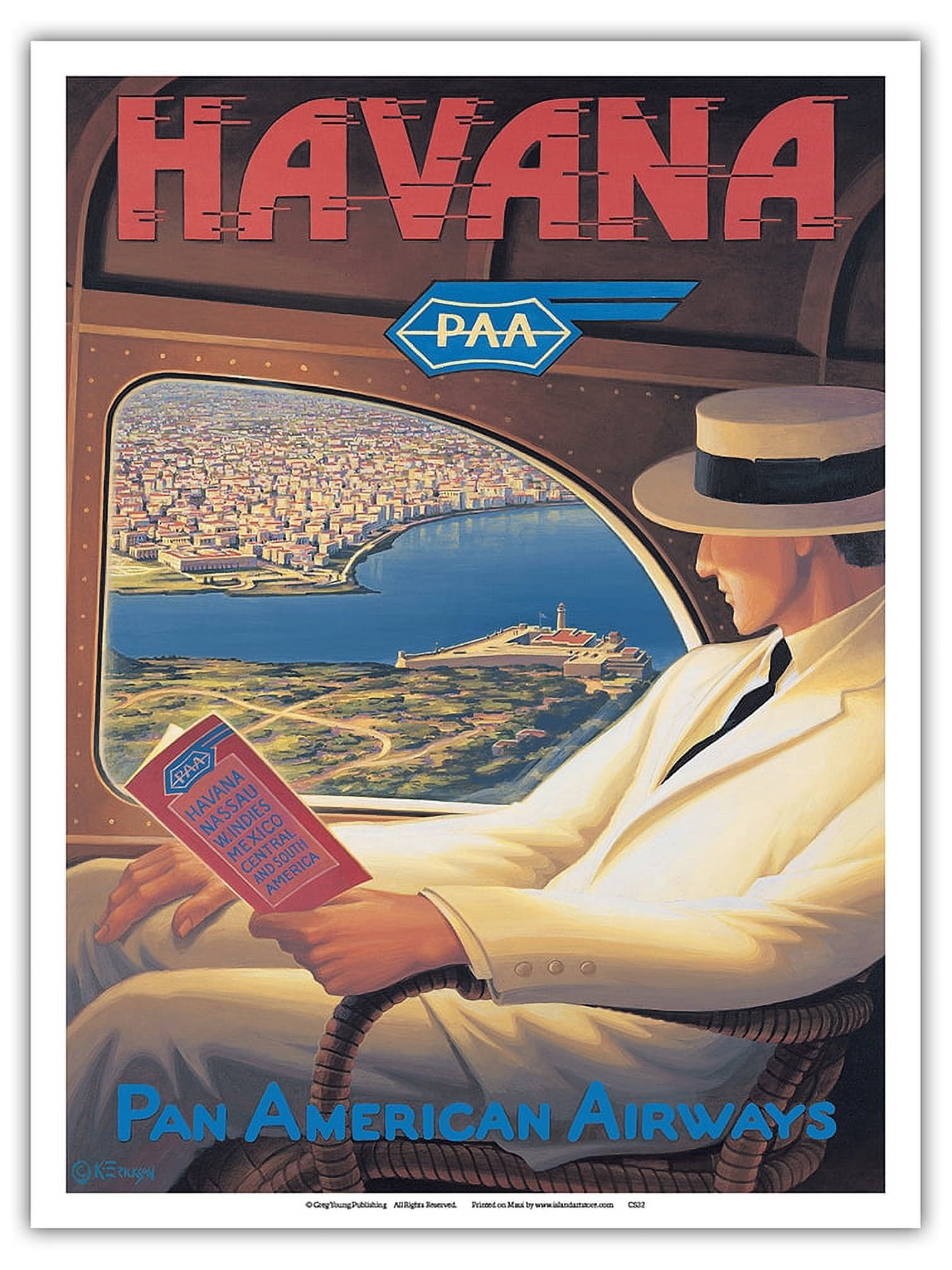 Havana Cuba - Vintage Airline Travel Poster by Kerne Erickson - Master ...