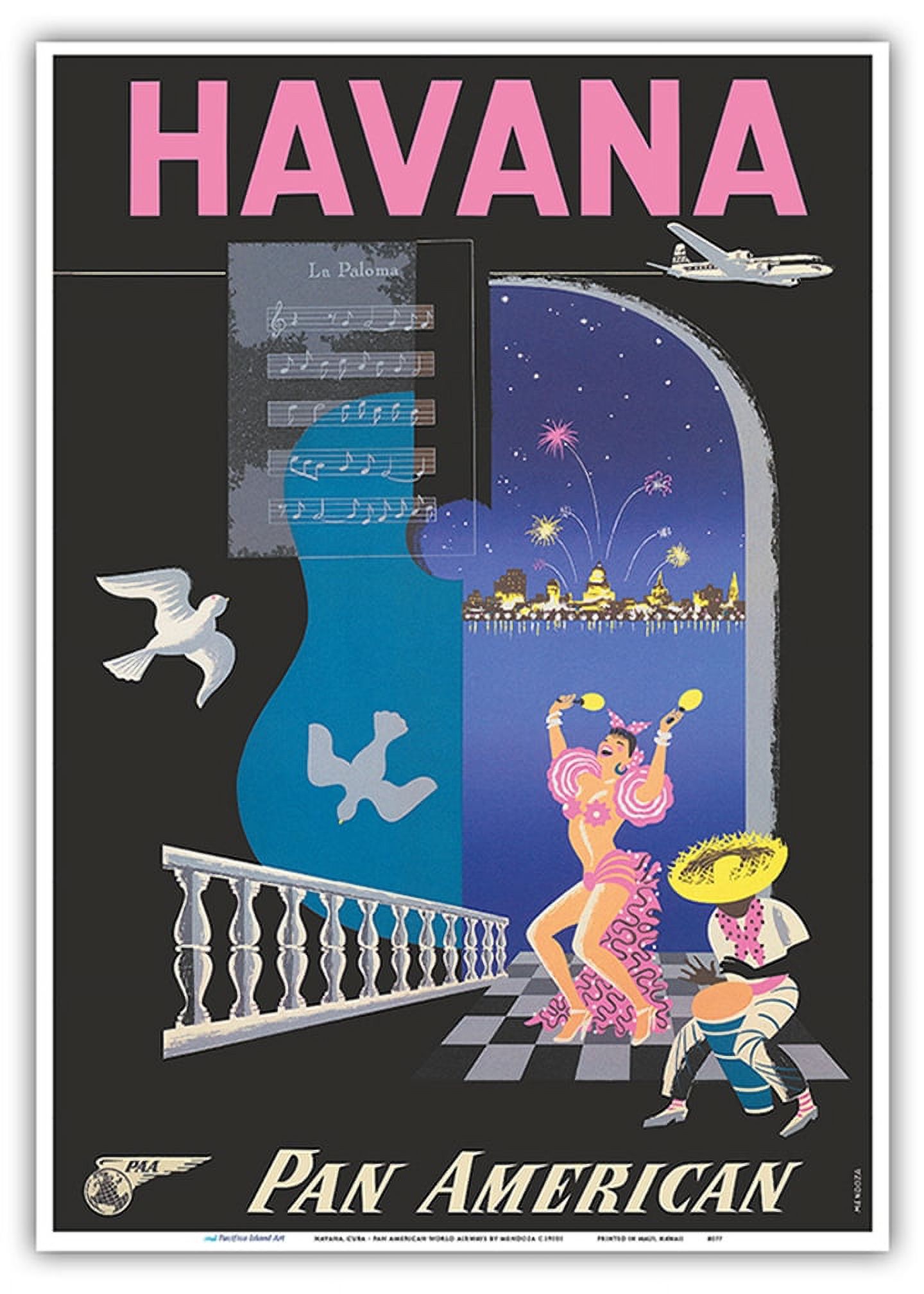 Havana Cuba - Vintage Airline Travel Poster by Mendoza c.1950s - Master ...