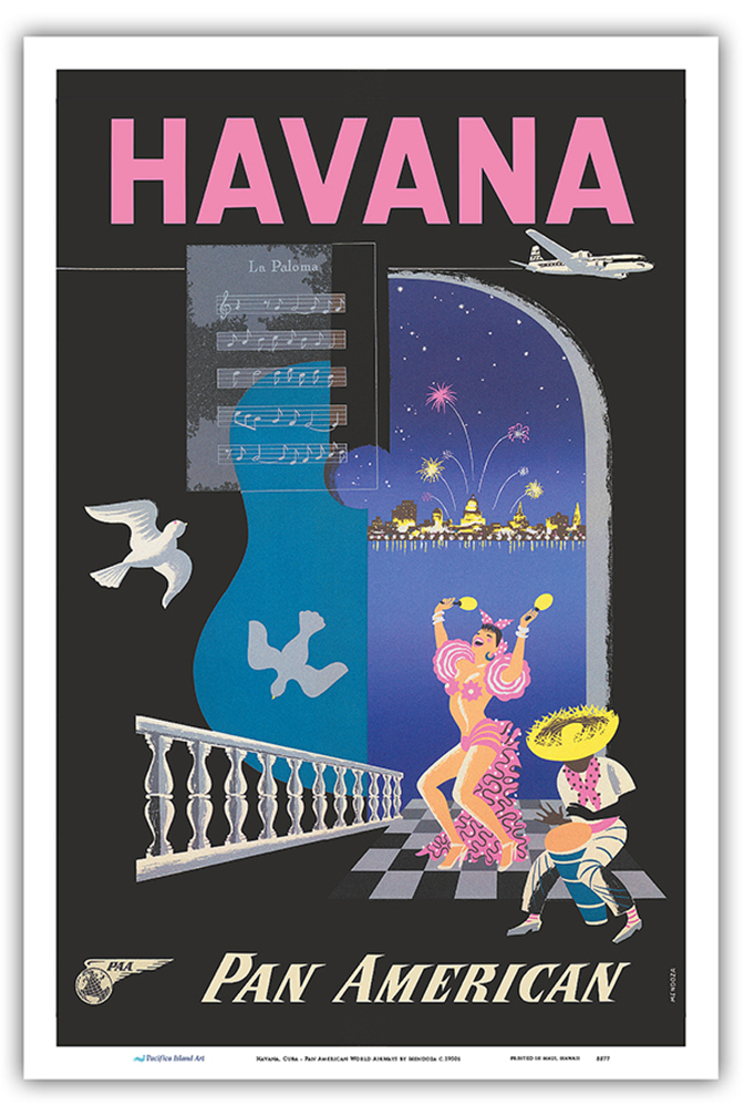Havana Cuba - Vintage Airline Travel Poster by Mendoza c.1950s - Master ...