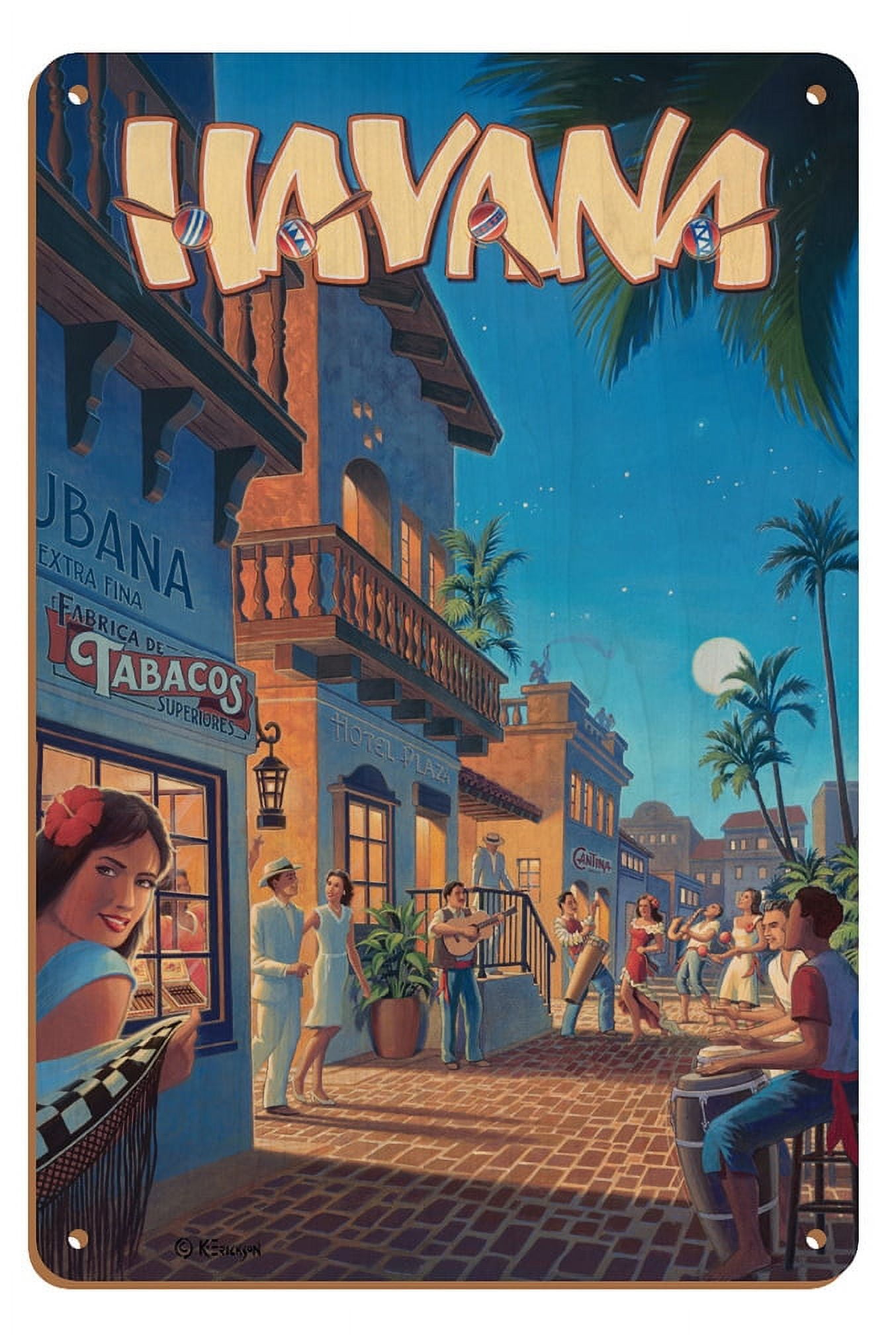 Havana Cuba - Vintage Travel Poster by Kerne Erickson - 8 x 12 inch ...