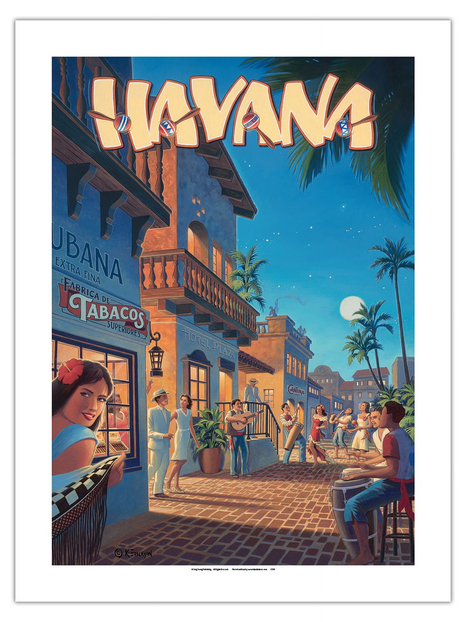 Havana Cuba - Vintage Travel Poster by Kerne Erickson - Bamboo Fine Art ...