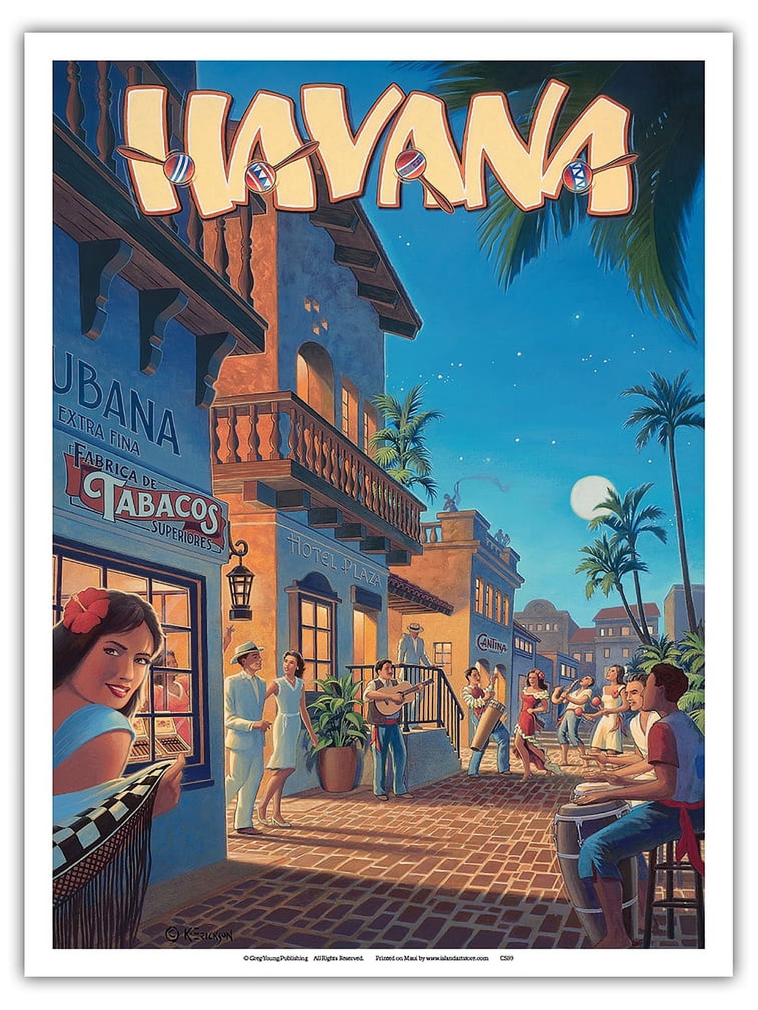 Havana Cuba - Vintage Travel Poster by Kerne Erickson - Master Art ...