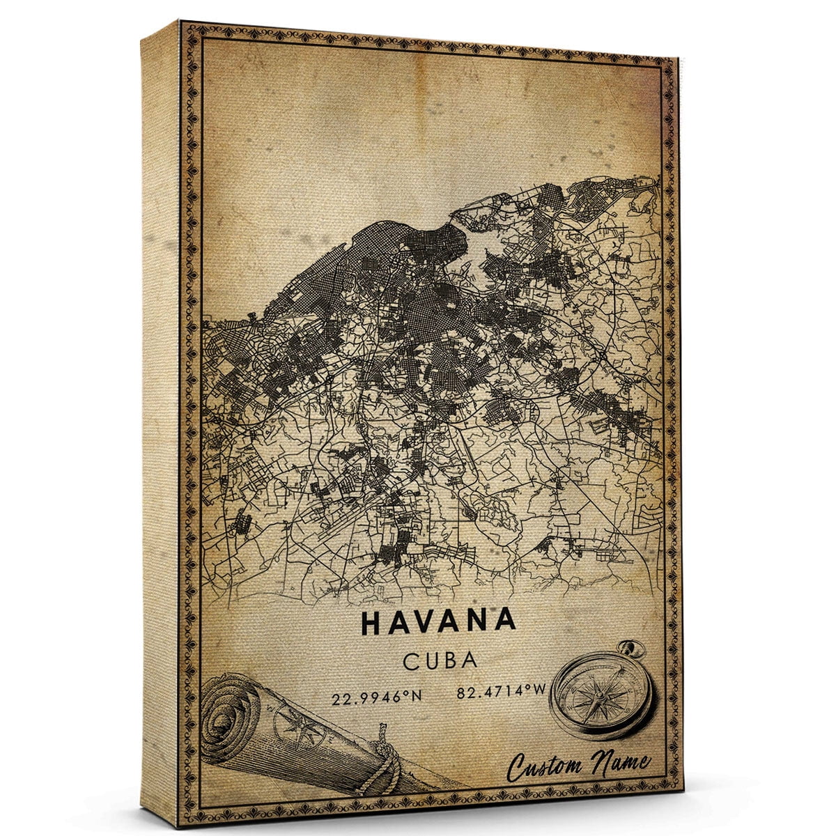 Havana Map Poster, Cuba Map Art Poster, Canvas, Havana Map City style ...