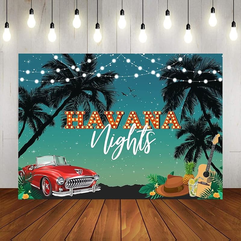 Havana Nights Colorful Backdrop Palm Summer Sunset Hawaiian Seaside ...