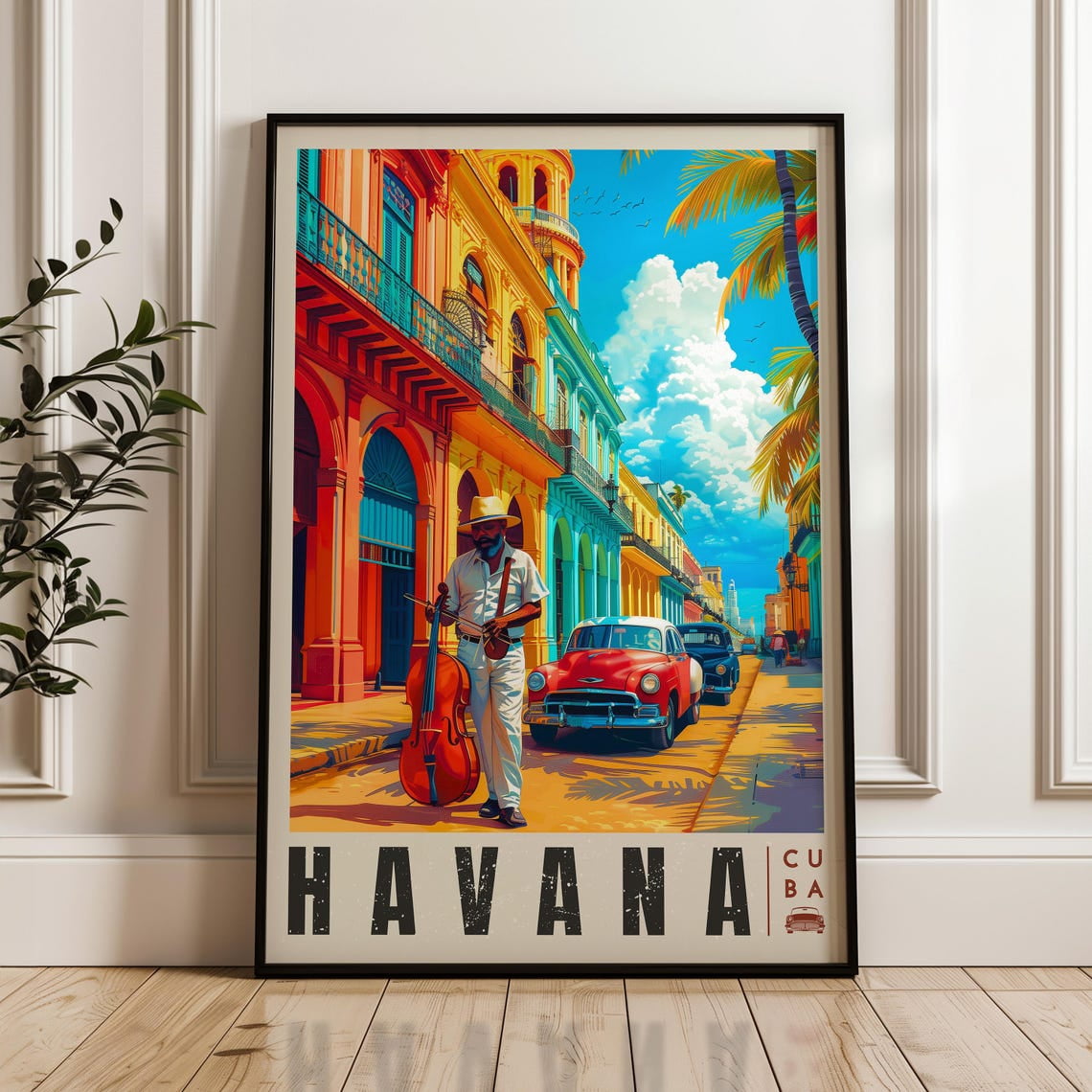 Havana Travel Poster - Cuba Wall Art Print, Illustration Poster ...